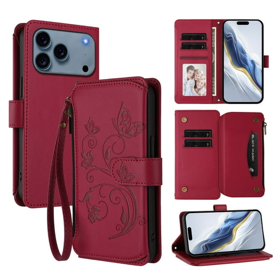 Dteck Wallet Crossbody Strap Case for iPhone 17 Pro,Magnetic Leather ...