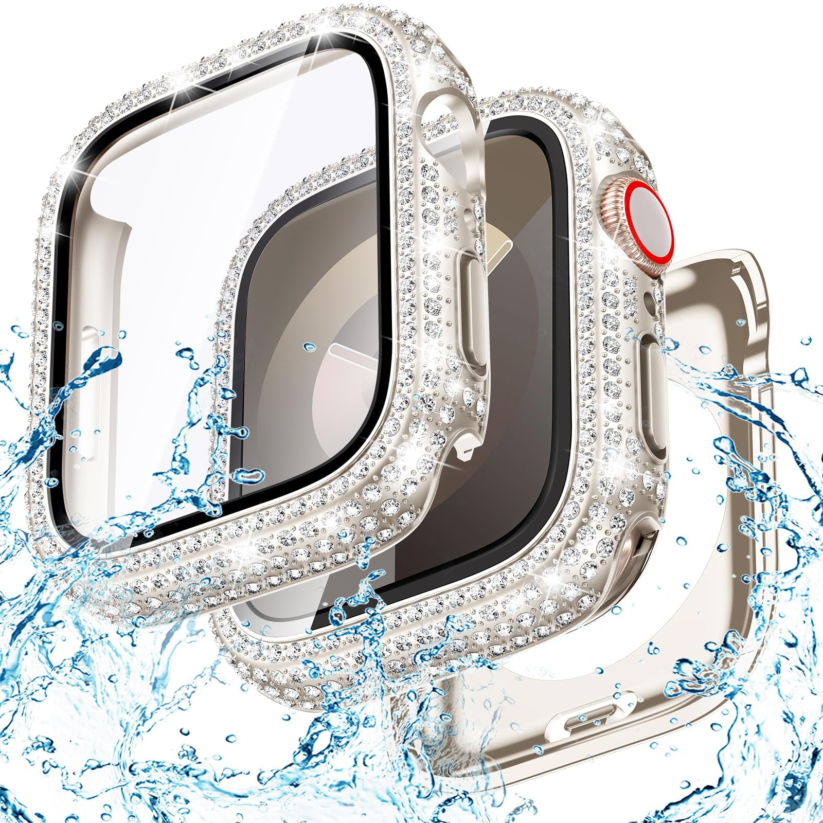 Dteck Waterproof Bling Diamond Case for Apple Watch Series 6/5/4/SE ...