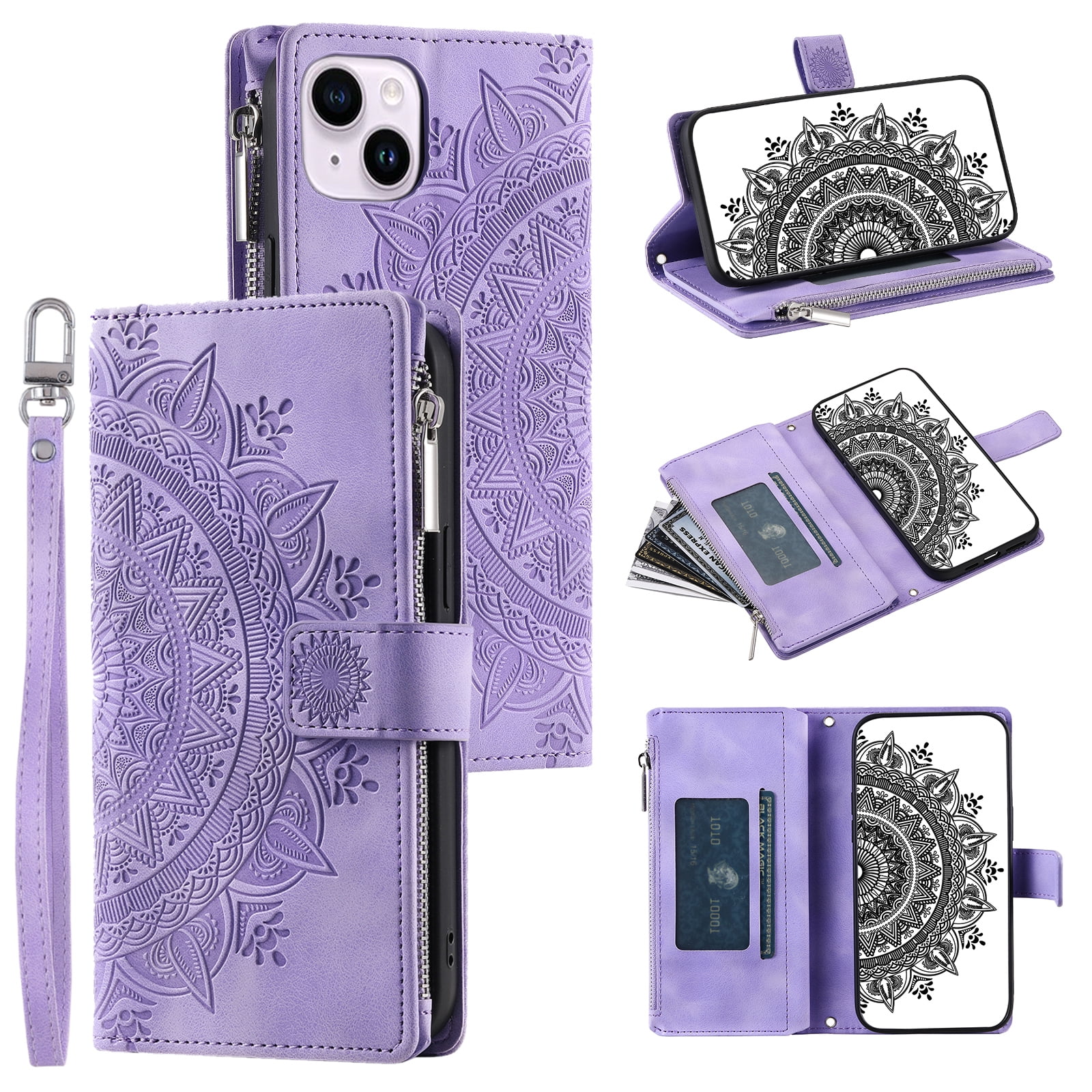 Dteck Zipper Wallet Case for iPhone 13,Magnetic Durable PU Leather ...