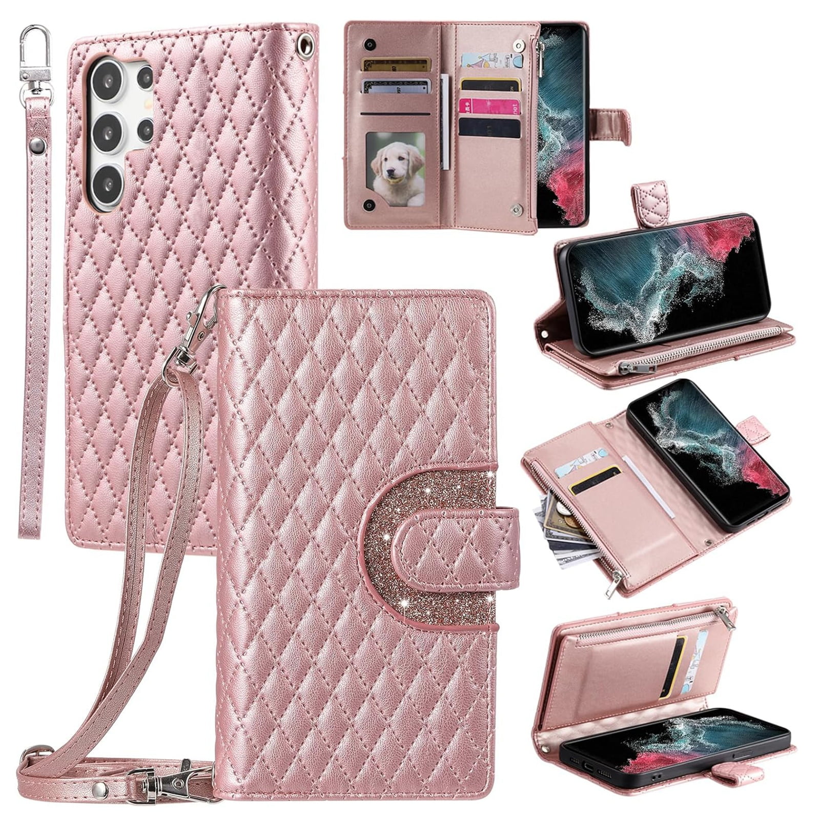 Dteck Zipper Wallet Crossbody Strap Case for Samsung Galaxy S24 Ultra ...