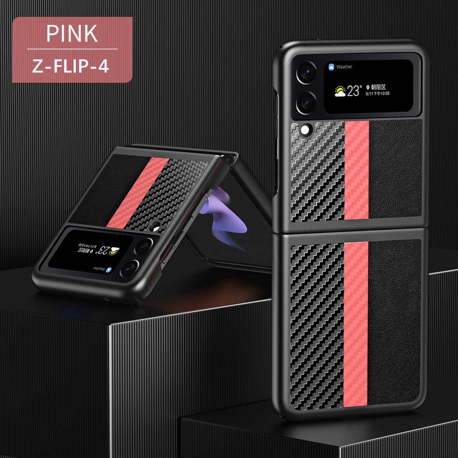 Dteck case for Samsung Galaxy Z Flip 4,Shockproof Carbon Fiber Pattern ...