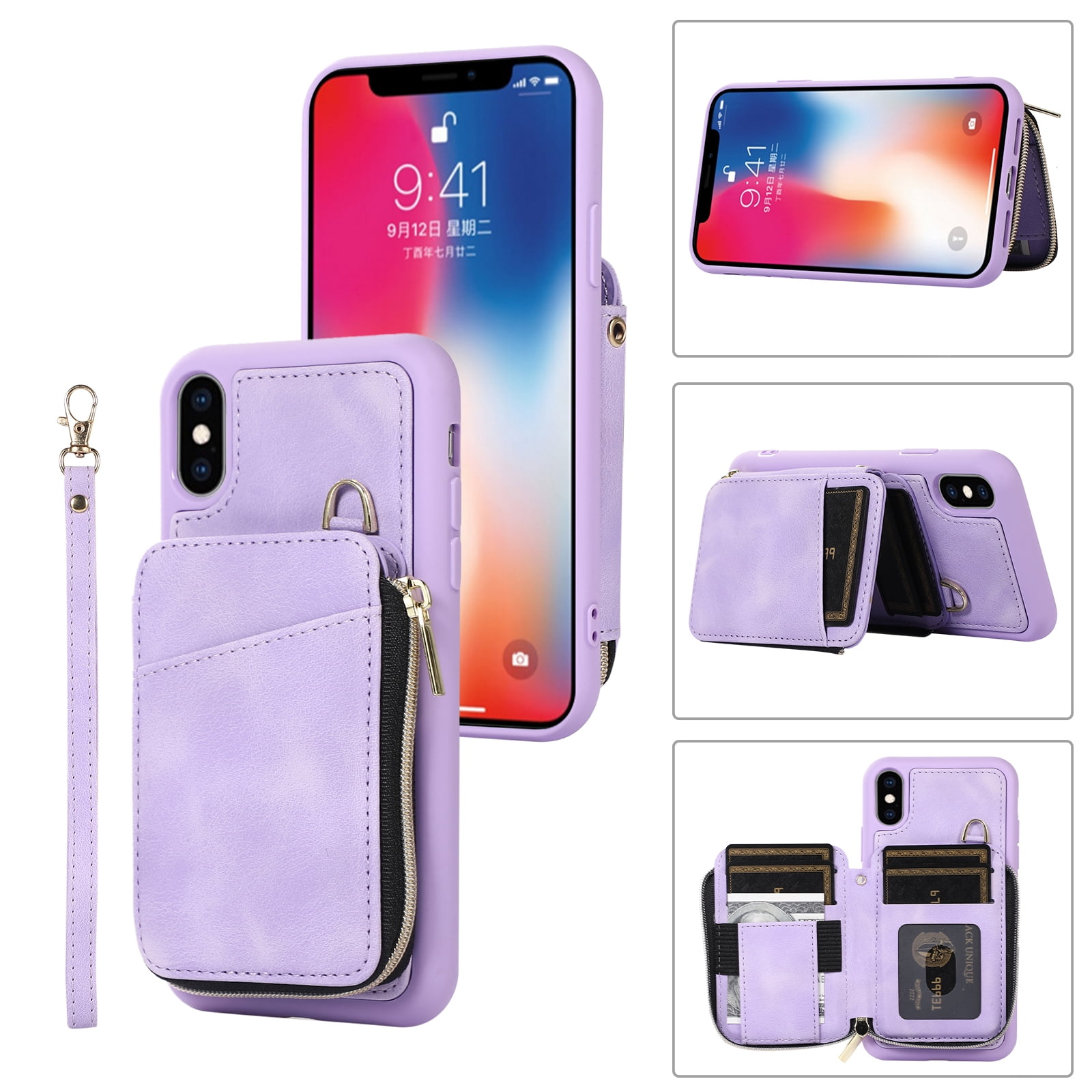 Dteck for Apple iPhone XR Zipper Wallet Case, Magnetic Clasp Zipper ...