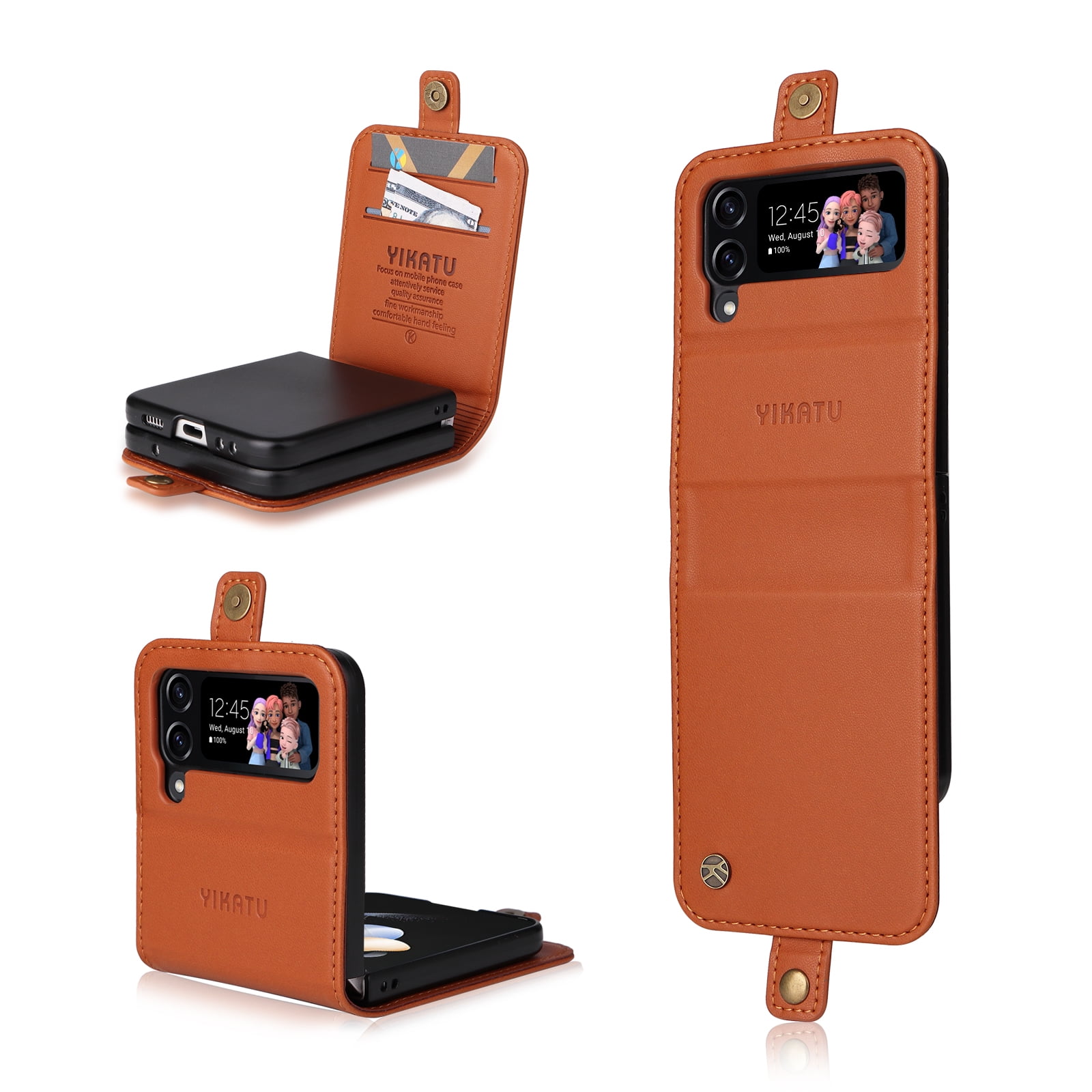 Dteck for Galaxy Z Flip 3 5G Case, Luxury PU Leather Wallet Protective ...