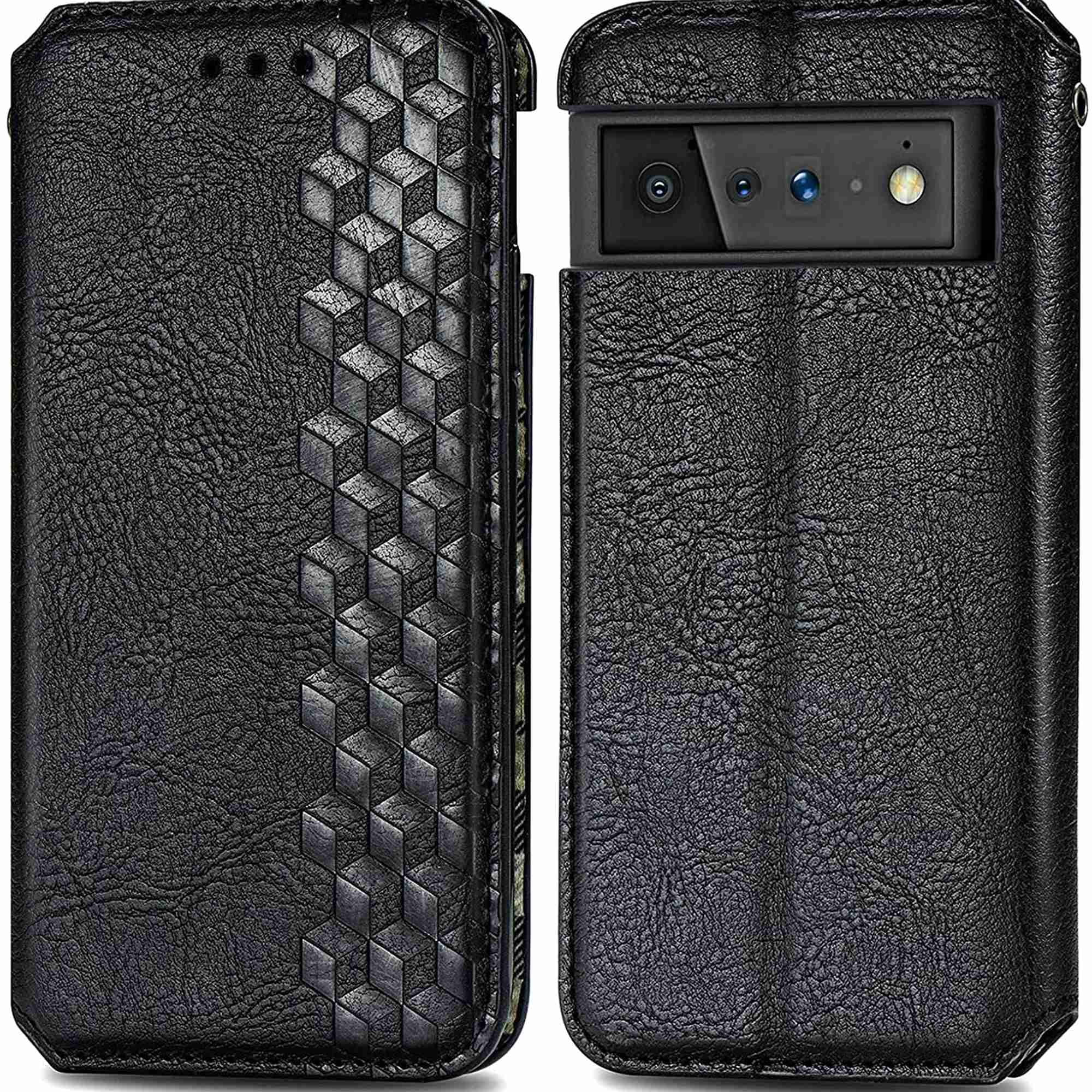 Dteck for Google Pixel 6 Case, Premium PU Leather Flip Folio Wallet ...