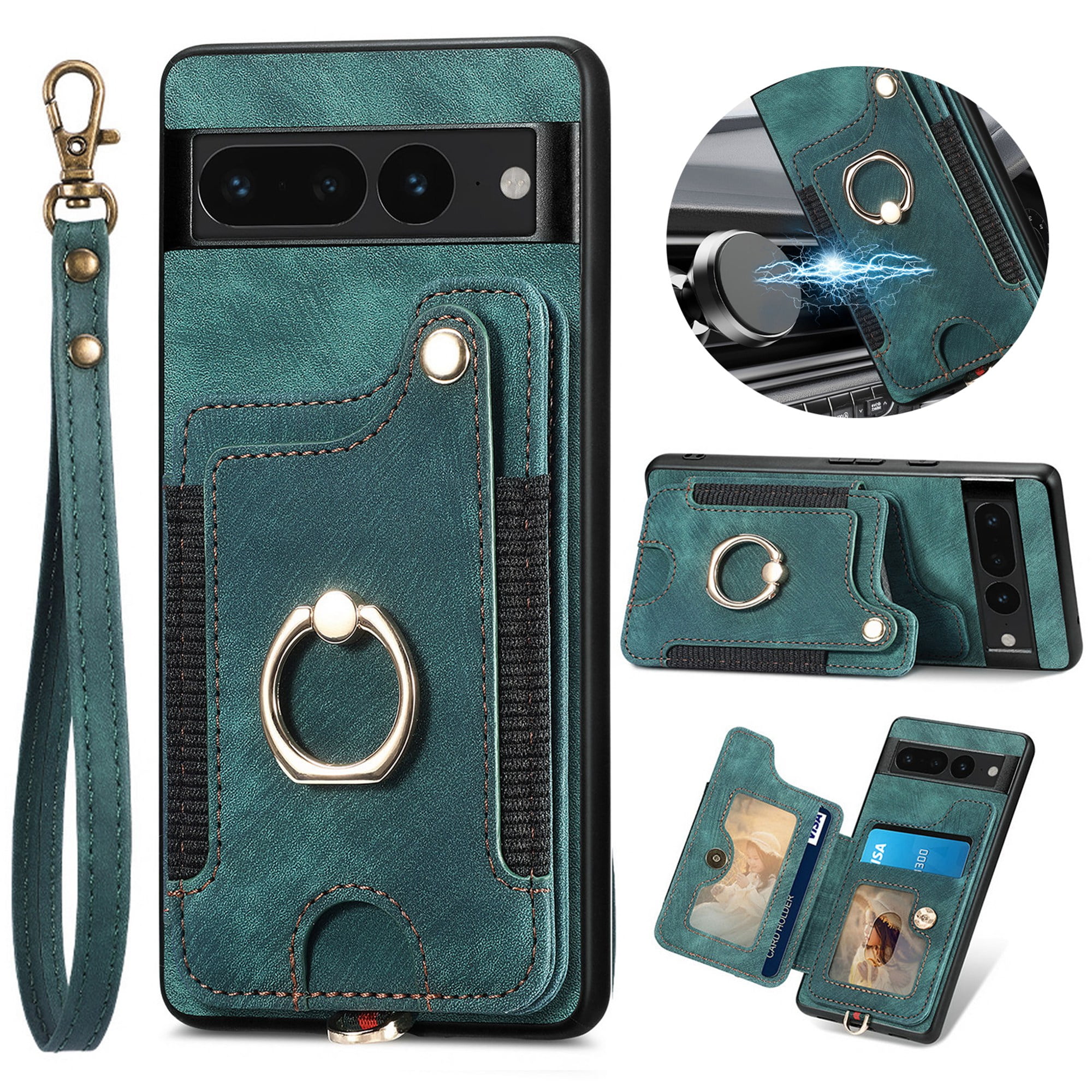 Dteck for Google Pixel 8 Case Wallet with Card Holder,Ring Stand,Wrist ...