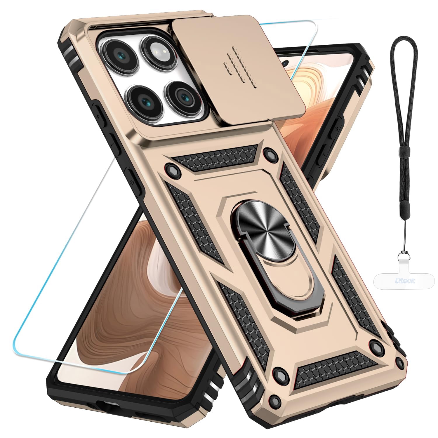 Dteck for Motorola Edge 2026 Case with Camera Slide Cover,Magnetic Ring ...