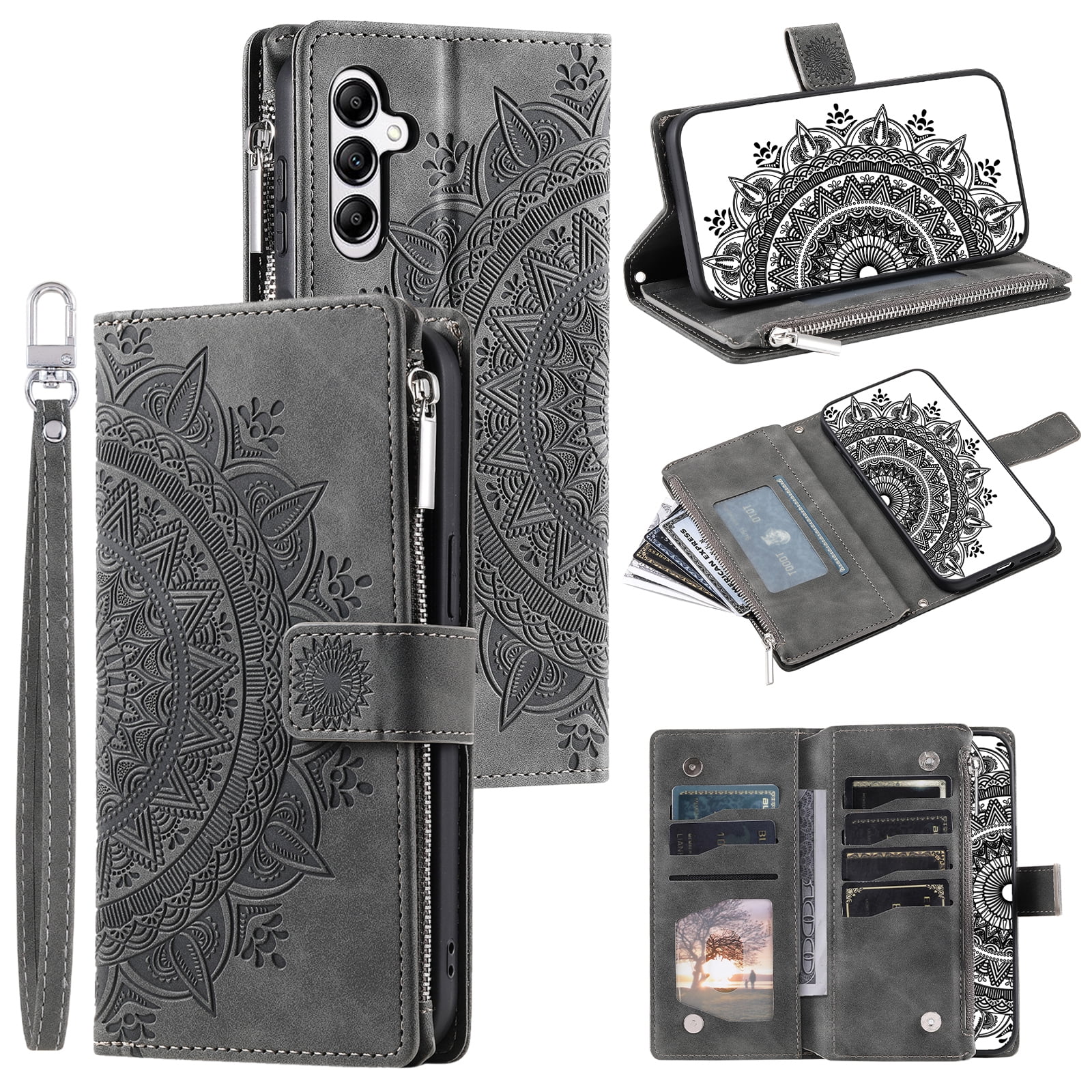 Dteck for Samsung Galaxy A16 5G Wallet Case Magnetic Cover Zipper Cash ...