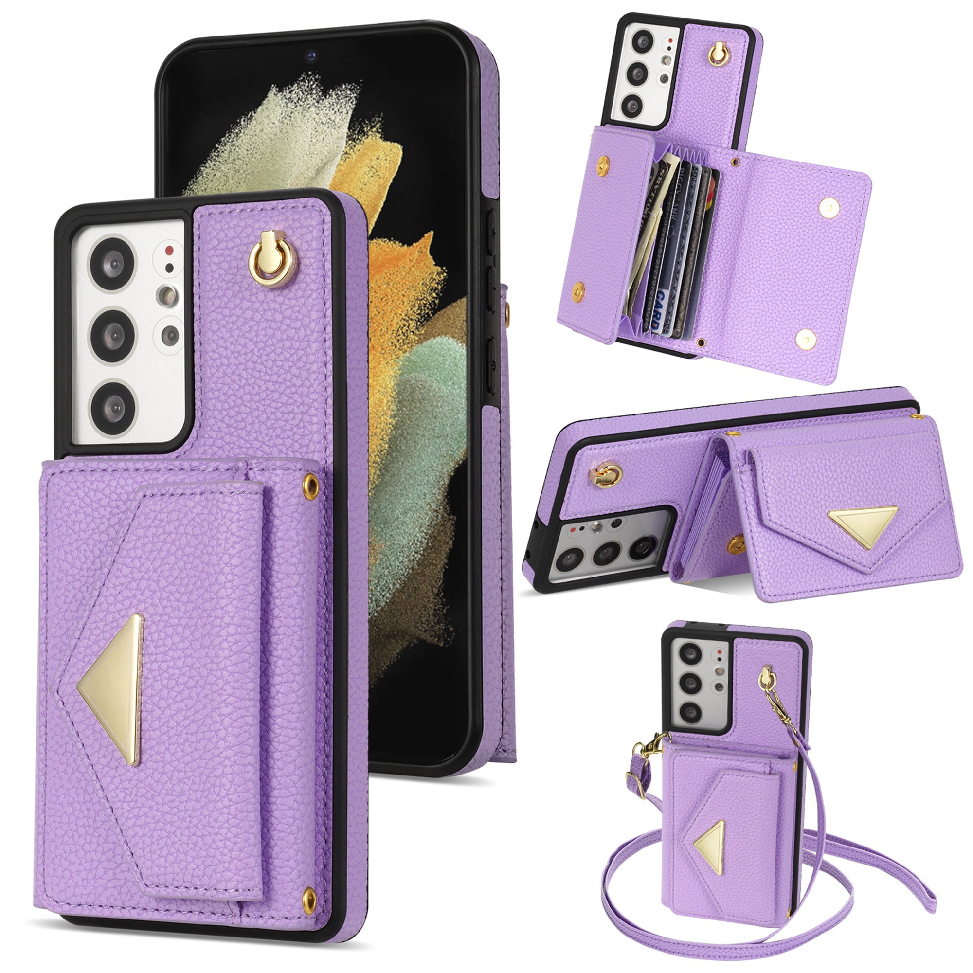 Dteck for Samsung Galaxy S21+ Wallet Case with Crossbody Lanyard, PU ...