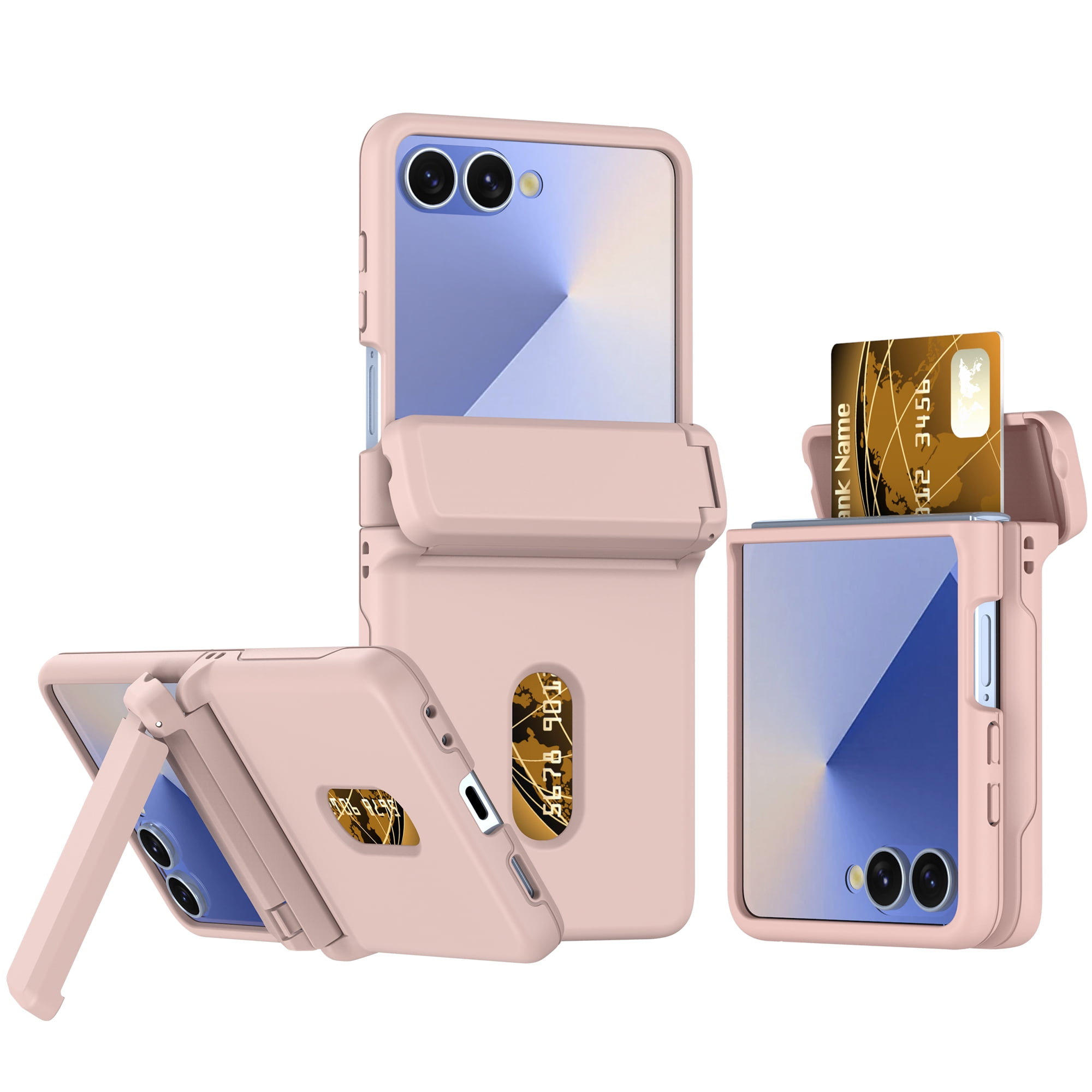 Dteck for Samsung Galaxy Z Flip 5 Case with Kickstand Card Holder Hinge ...