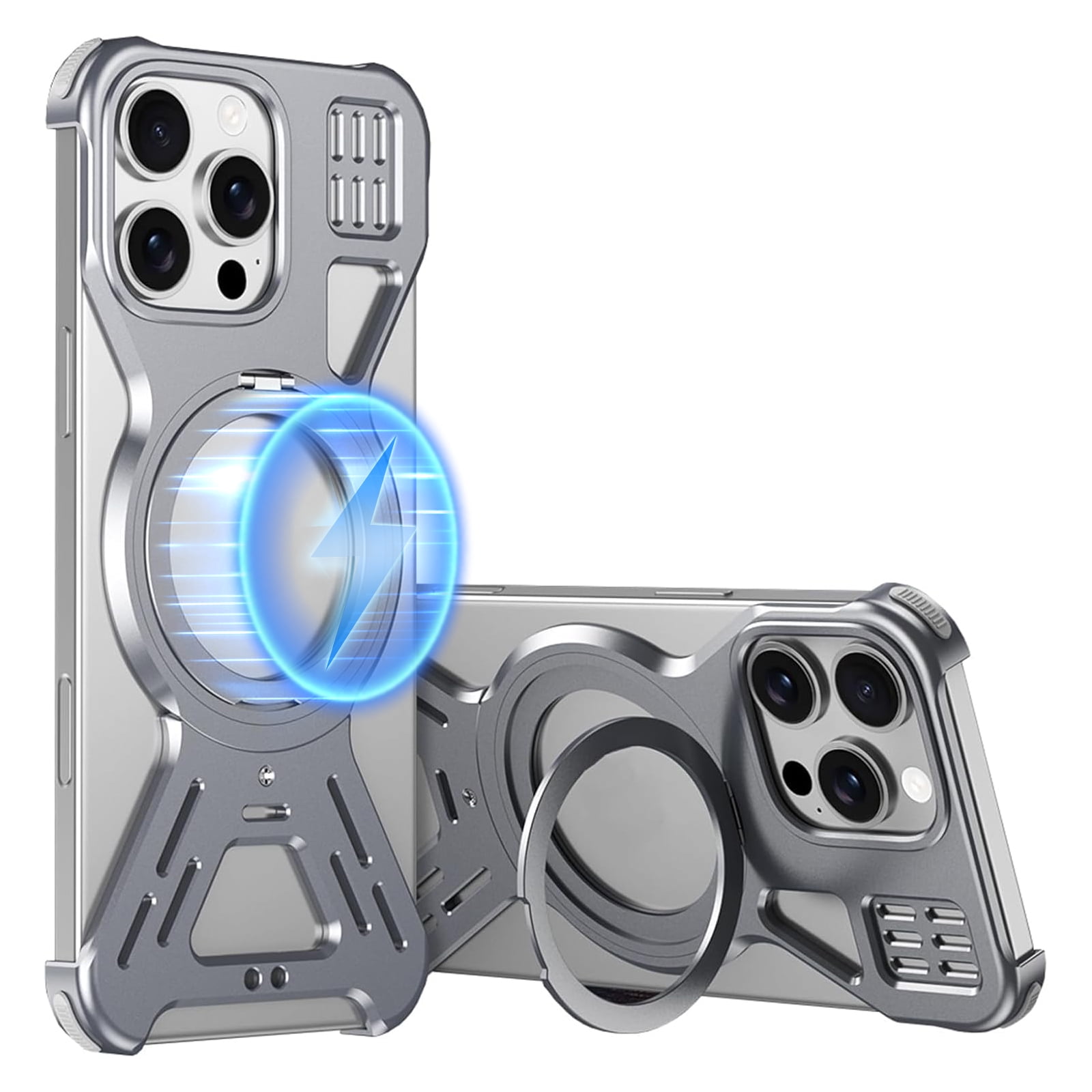 Dteck for iPhone 15 Case with Ring Kickstand, Slim Metal Frameless for ...