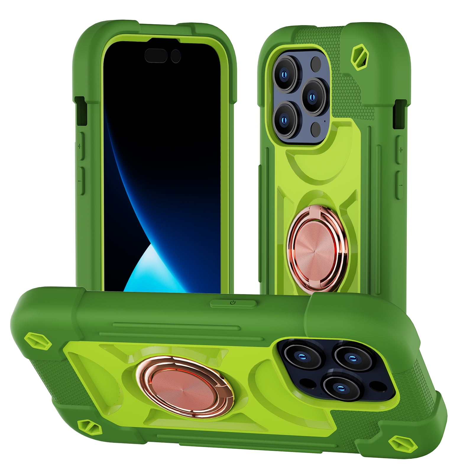Dteck for iPhone 15 Pro Case with Double Ring Stand, Heavy-Duty ...