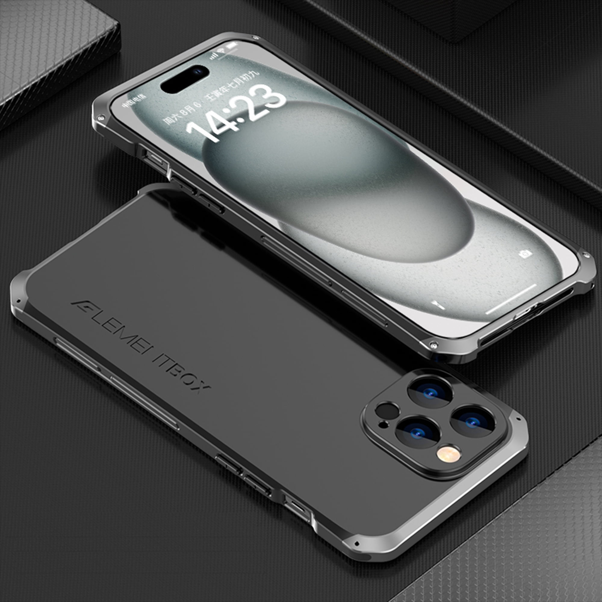 Dteck for iPhone 15 Pro Max Aluminum Bumper Case 3 in 1 Metal Frame PC ...