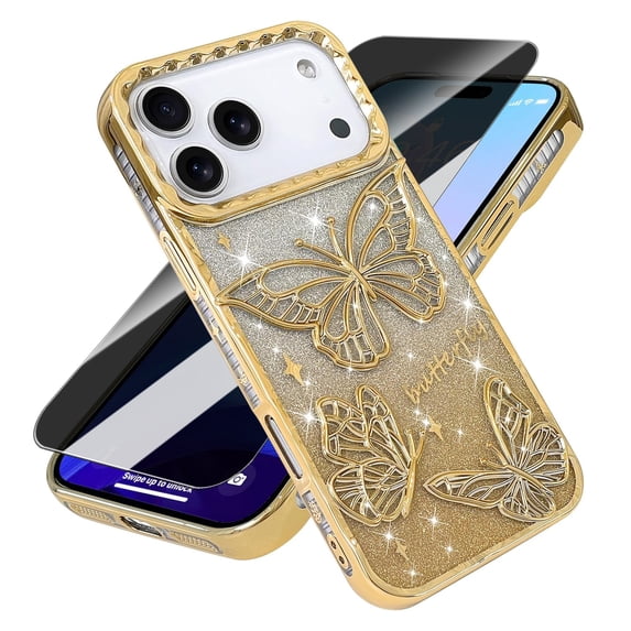 Dteck for iPhone 17 Pro Max Case, Cute 3D Butterfly Slim Plating ...