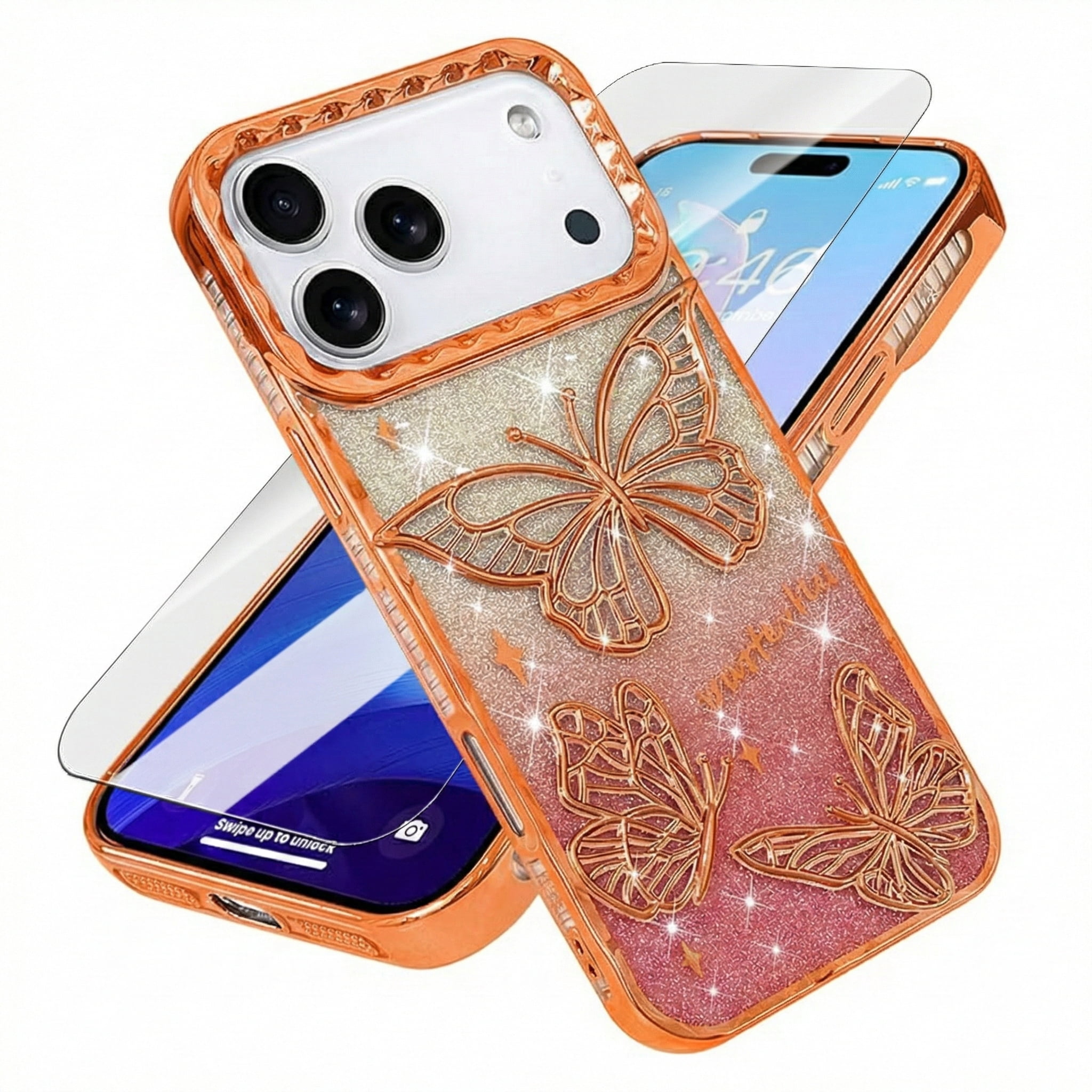Dteck for iPhone 17 Pro Max Case, Cute 3D Butterfly Slim Plating ...
