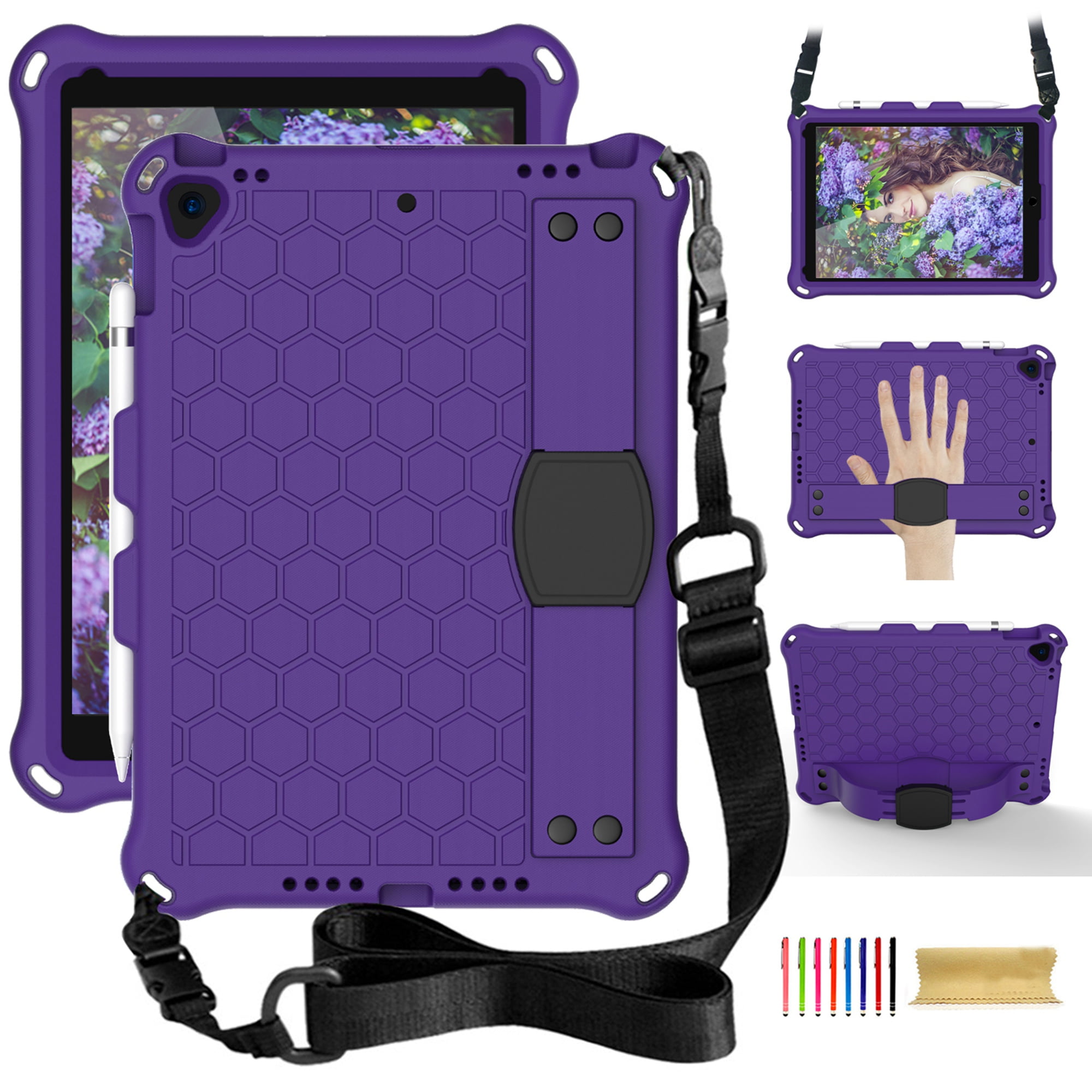 Dteck iPad 10.2 2021 Case with Adjustable Shoulder Strap, Kids Case for ...
