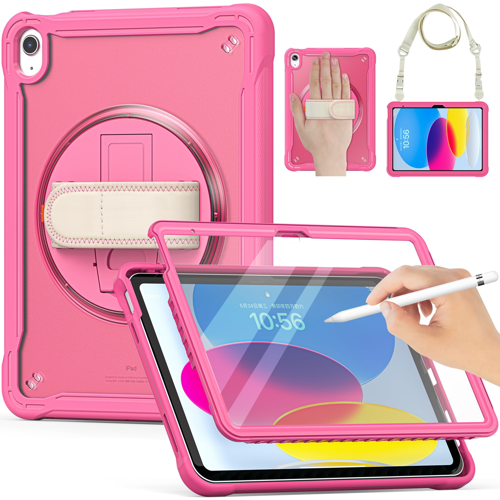 Dteck for iPad 10th Generation Case with Screen Protector,360 Rotating ...