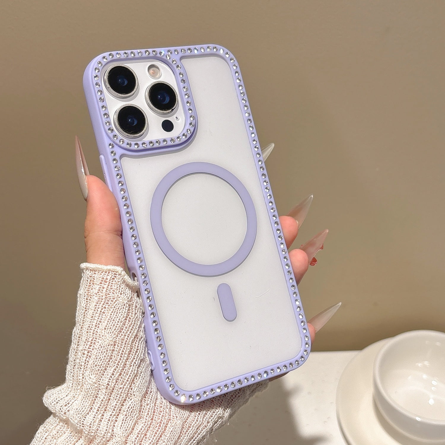 Dteck for iPhone 13 Pro Max Case, Magnetic Clear Glitter Diamond Rhinestones for Women Girls ...