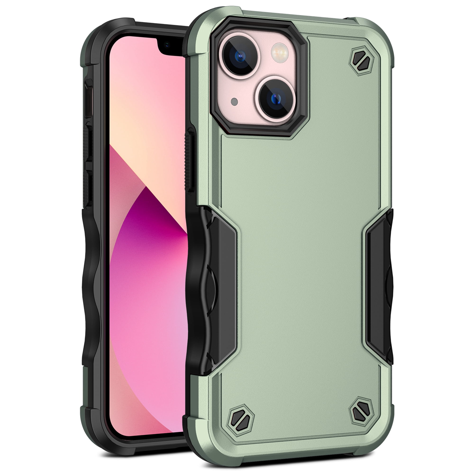 Dteck iPhone 13 mini Case, Heavy Duty 2 in 1 Hybrid Rugged Shockproof ...