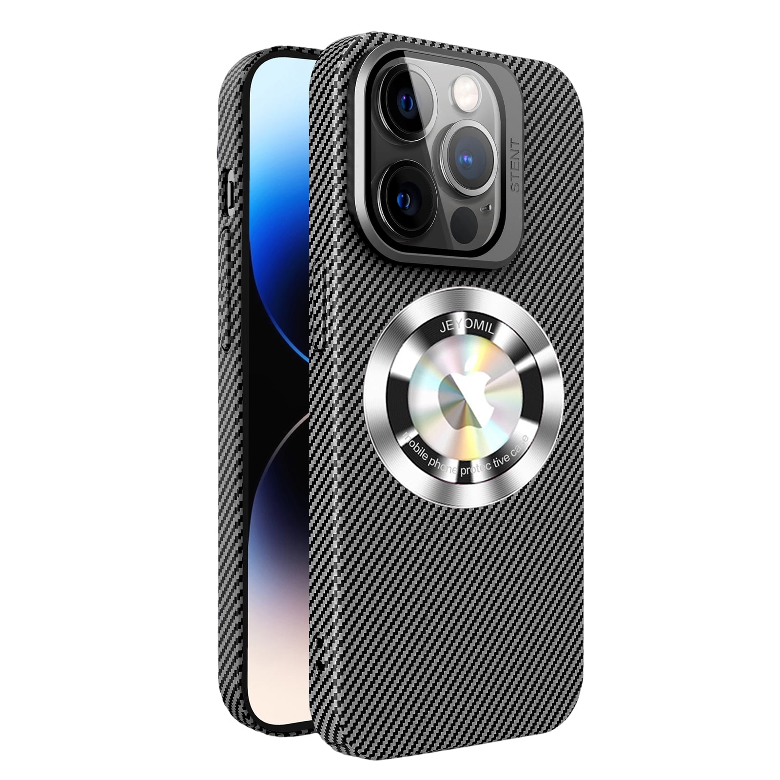 Dteck for iPhone 14 Pro Max Case with Carbon Fiber Texture, MagSafe-Compatible Case with Built ...