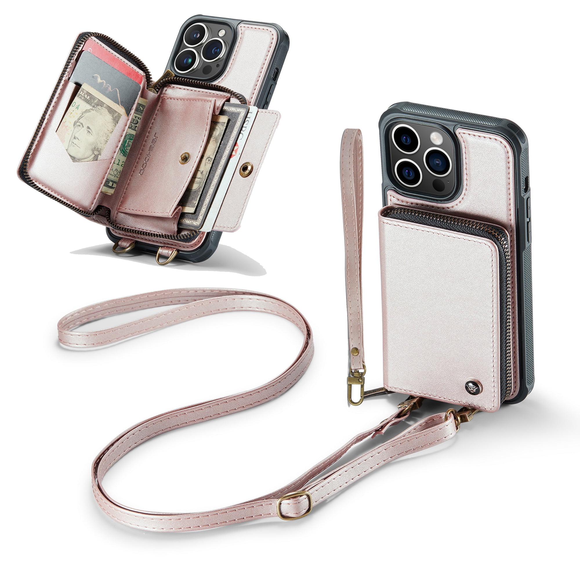 Dteck iPhone 14 Wallet Case Crossbody, Zipper Phone Case with RFID ...