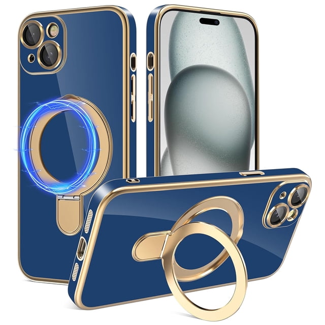 Dteck for iPhone 15 Case with Magnetic Ring Stand, Compatible with ...