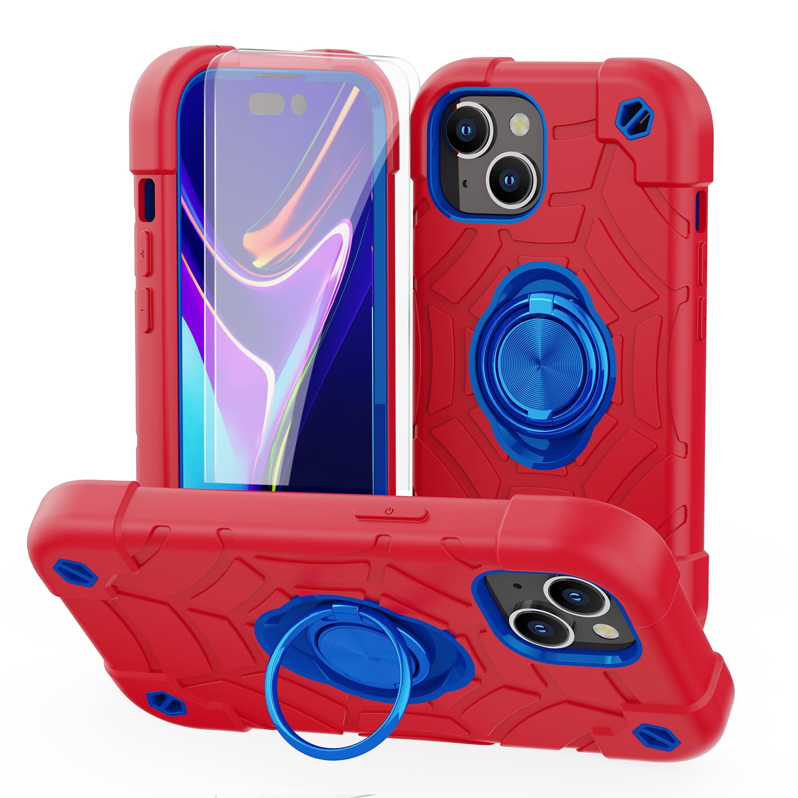 Dteck for iPhone 15 Case with Screen Protector (2 Packs), Military ...