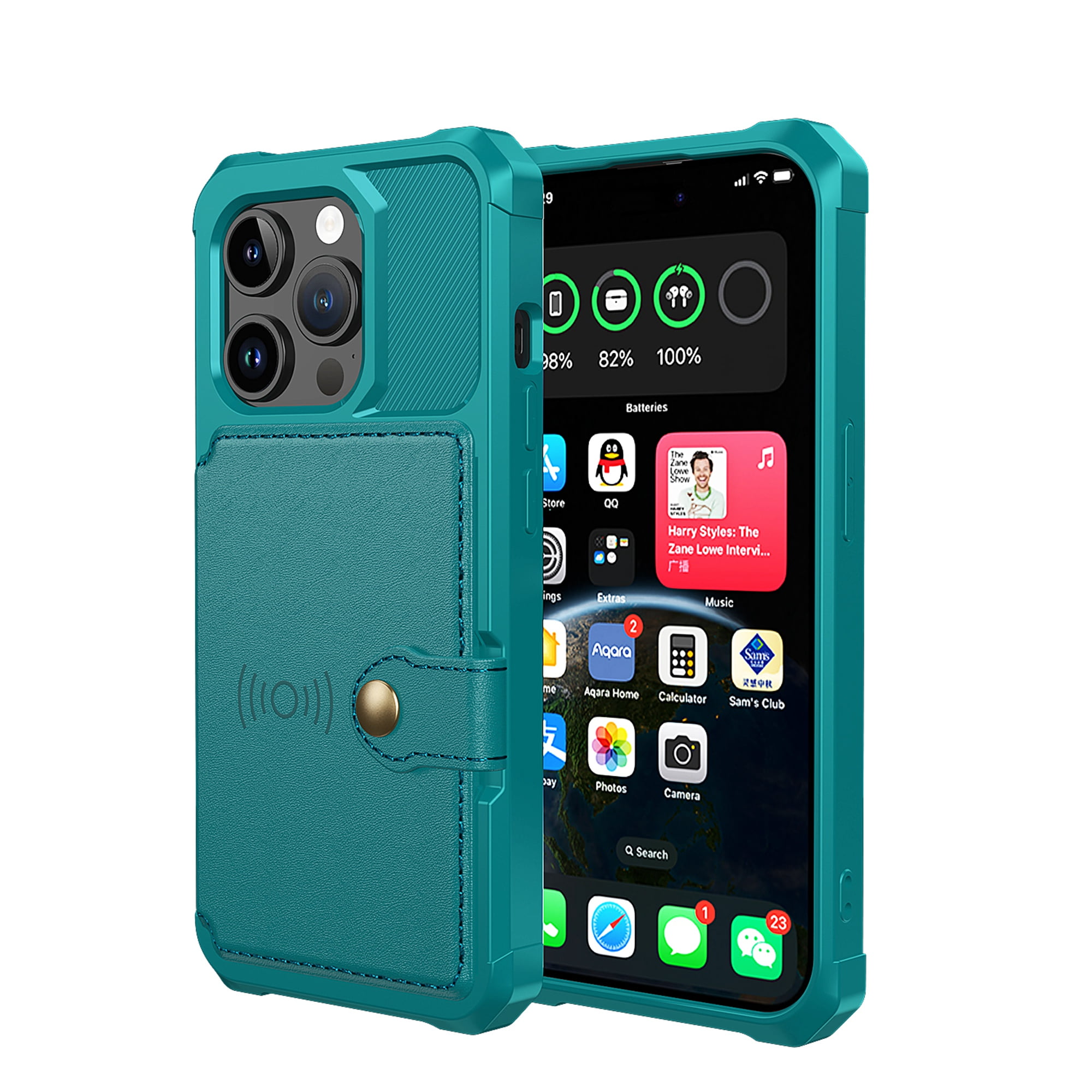 Dteck for iPhone 15 Pro Case with Card Holder, Hybrid Rubber Bumper ...