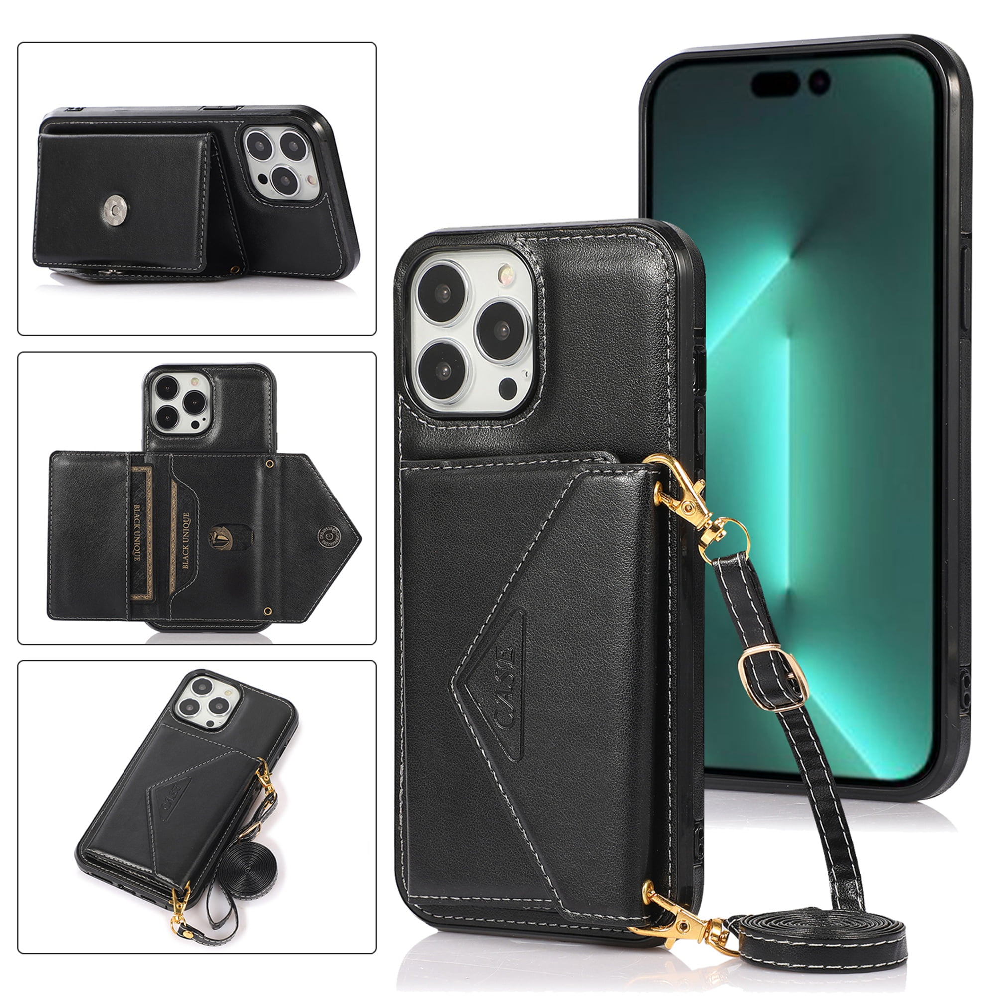 Dteck for iPhone 15 Pro Max Crossbody Wallet Case, PU Leather Phone ...
