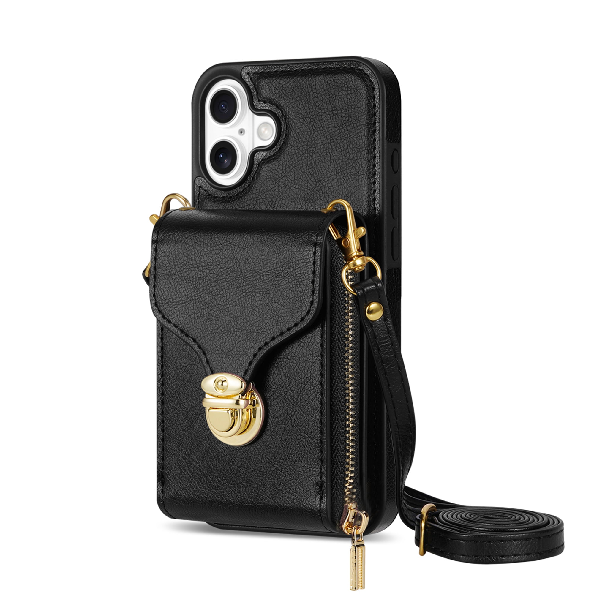 Dteck for iPhone 16 Crossbody Wallet Case, Card Holder Zipper Phone ...