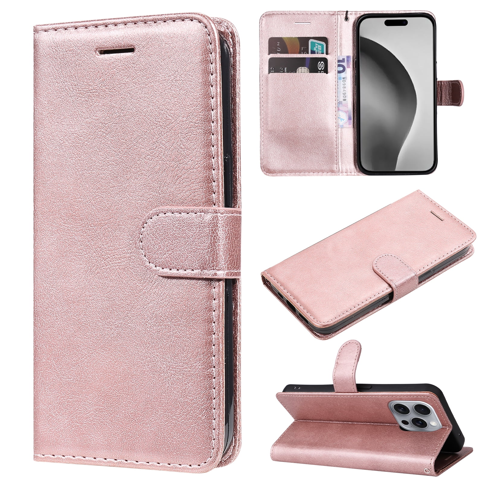 Dteck for iPhone 16 Plus Wallet Case, Magnetic PU Leather Flip Folio ...