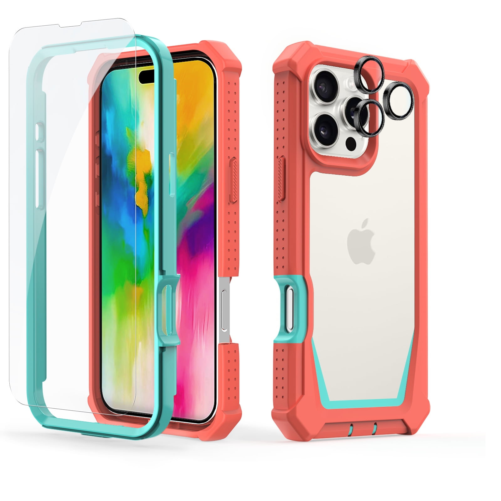 Dteck for iPhone 16 Pro Max Case 6.9", Full Body Bumper Phone Case with Glass Screen Protector ...