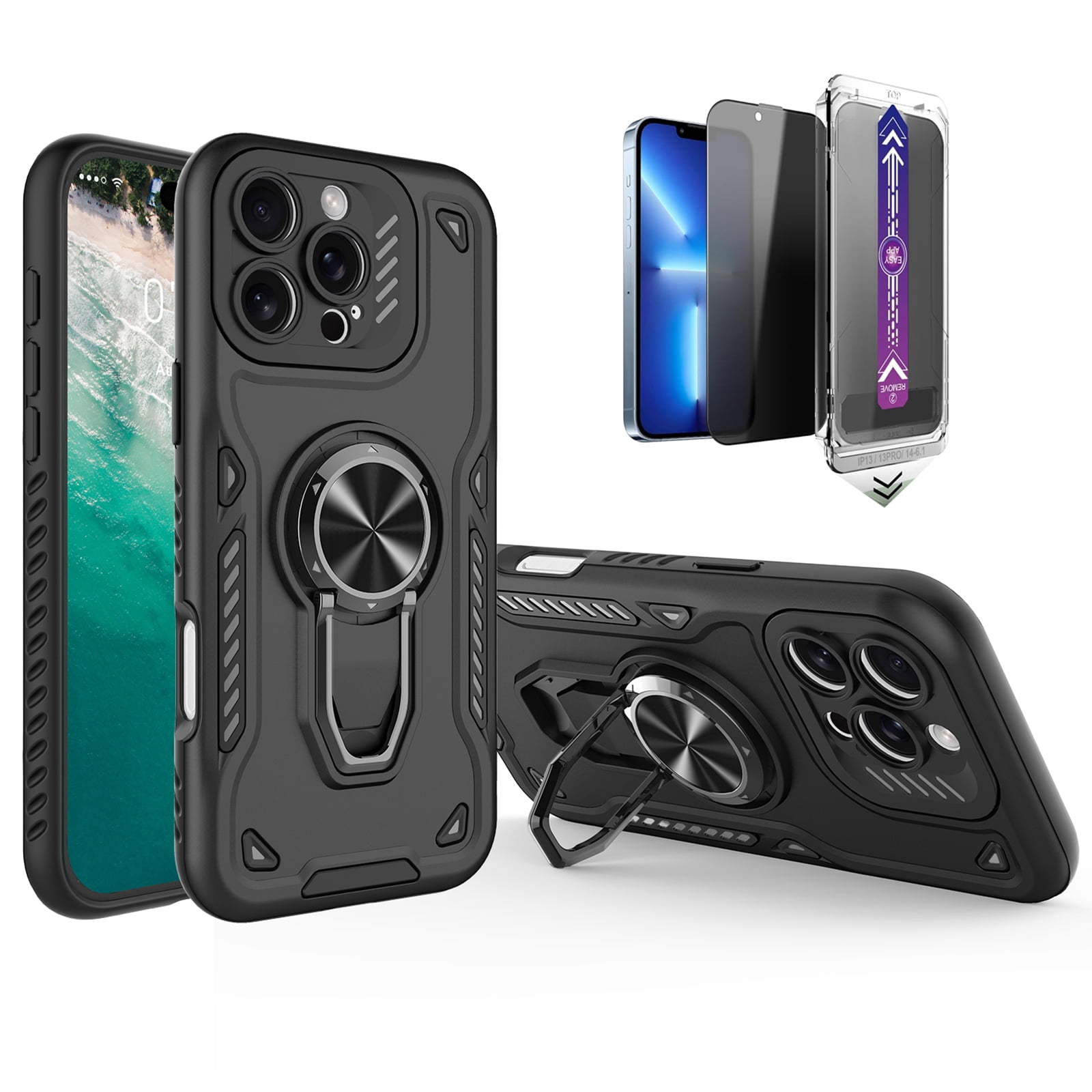 Dteck for iPhone 16 Pro Max Case with Privacy Screen Protector Tempered ...
