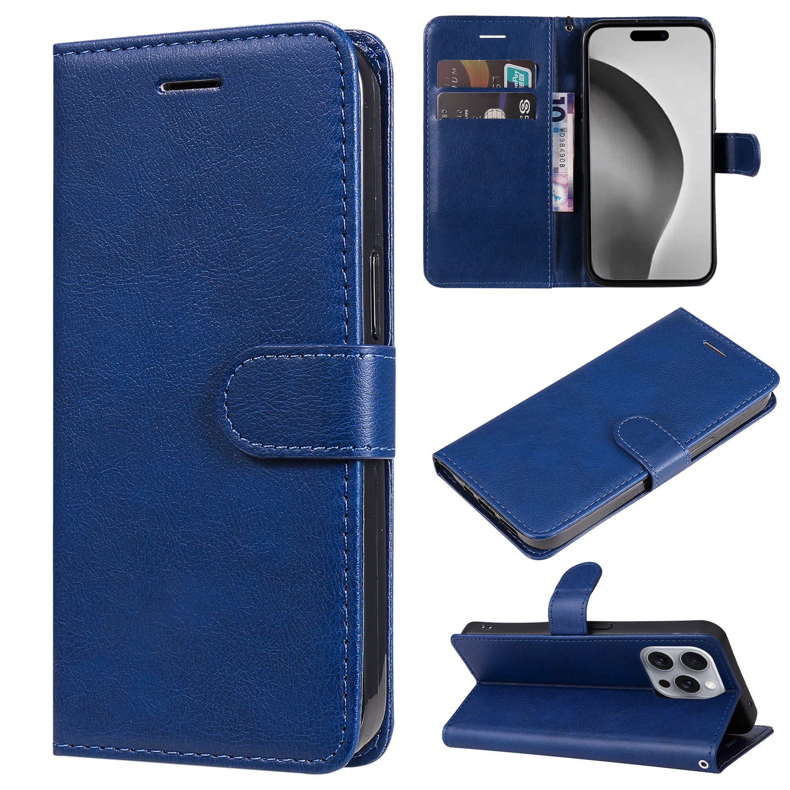 Dteck for iPhone 16 Pro Wallet Case, Magnetic PU Leather Flip Folio Case with Card Holders RFID ...