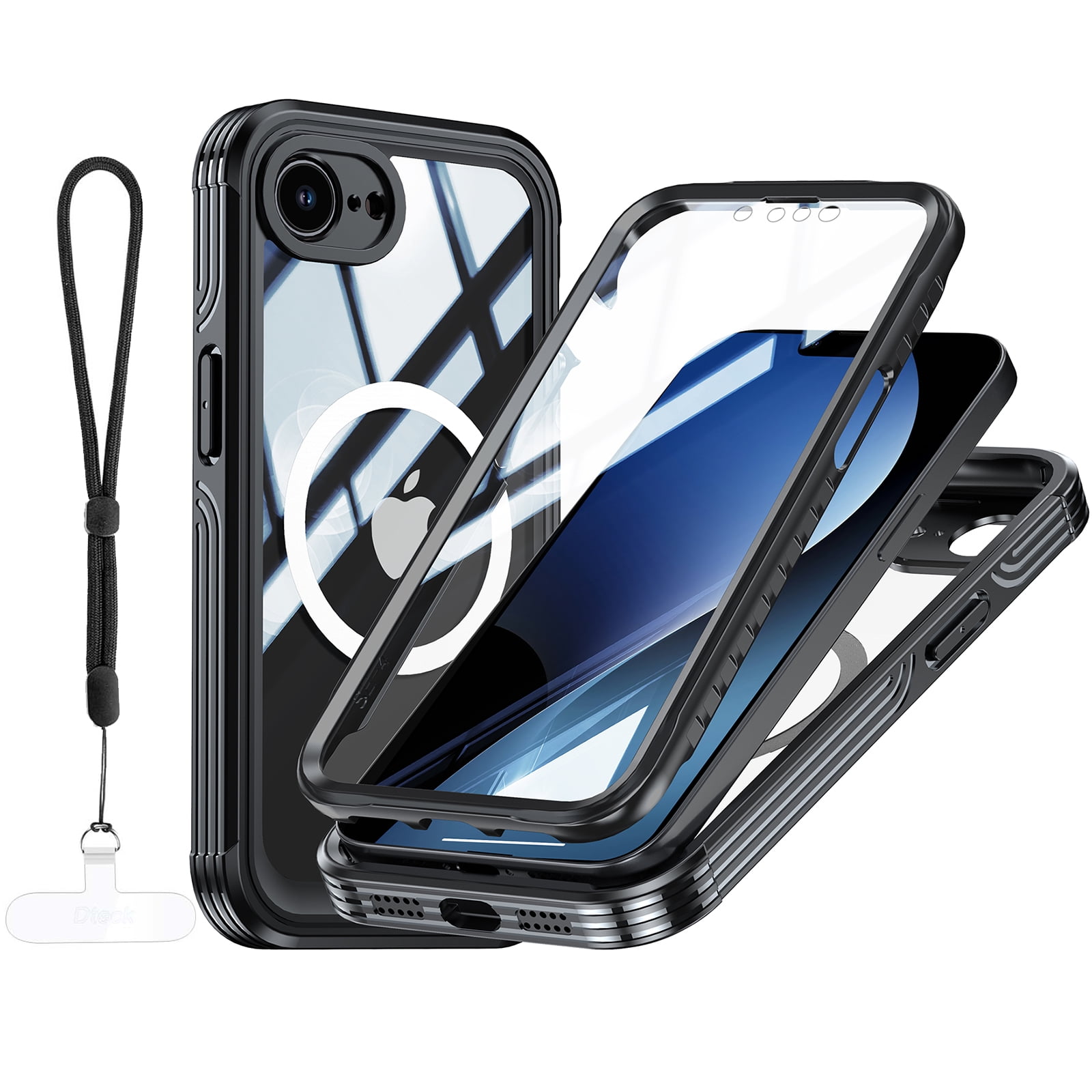 Dteck for iPhone 16E Case with Built-in Screen Protector + Wrist Strap ...