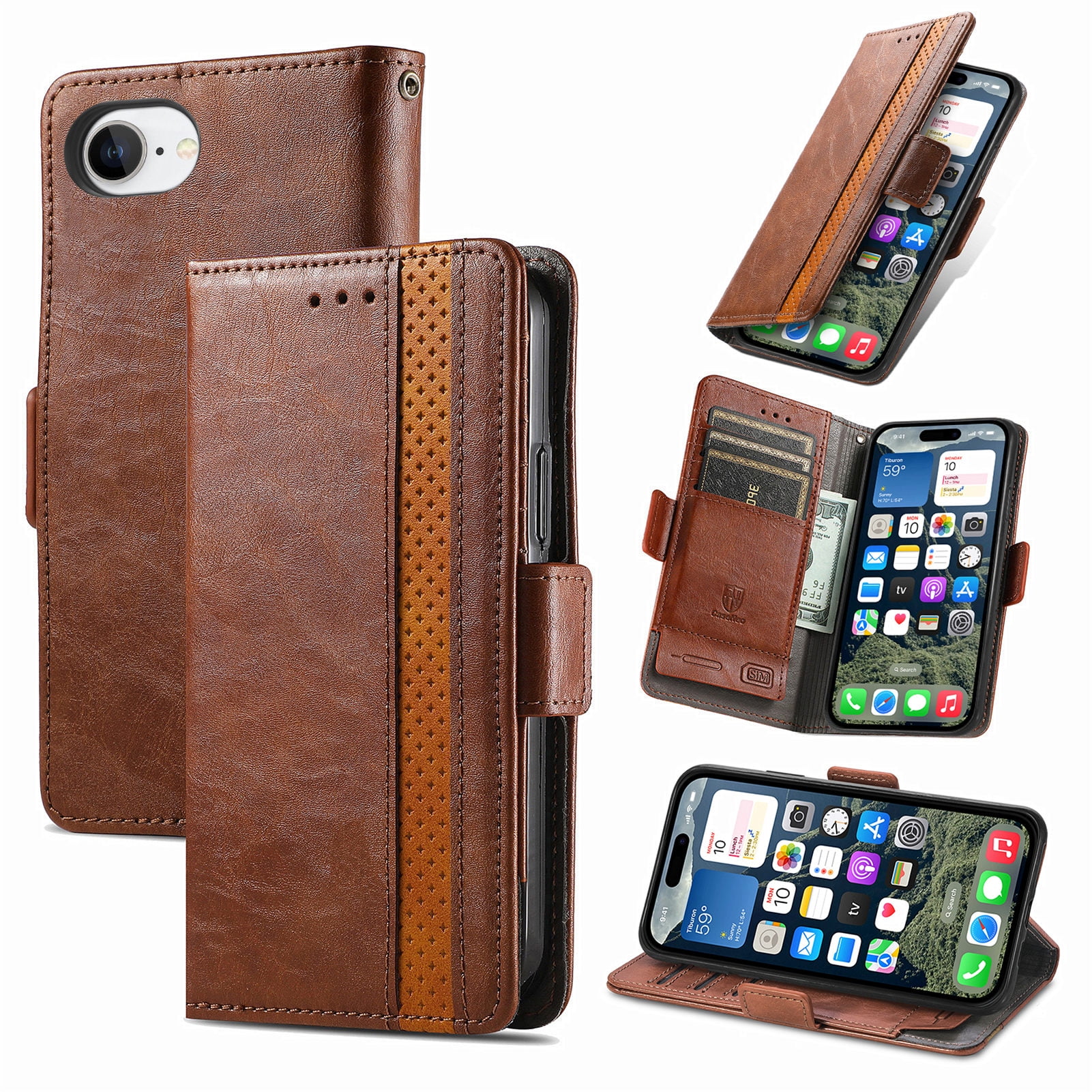 Dteck for iPhone 16E Wallet Case, Magnetic PU Leather Flip Folio Case with Card Holders RFID ...