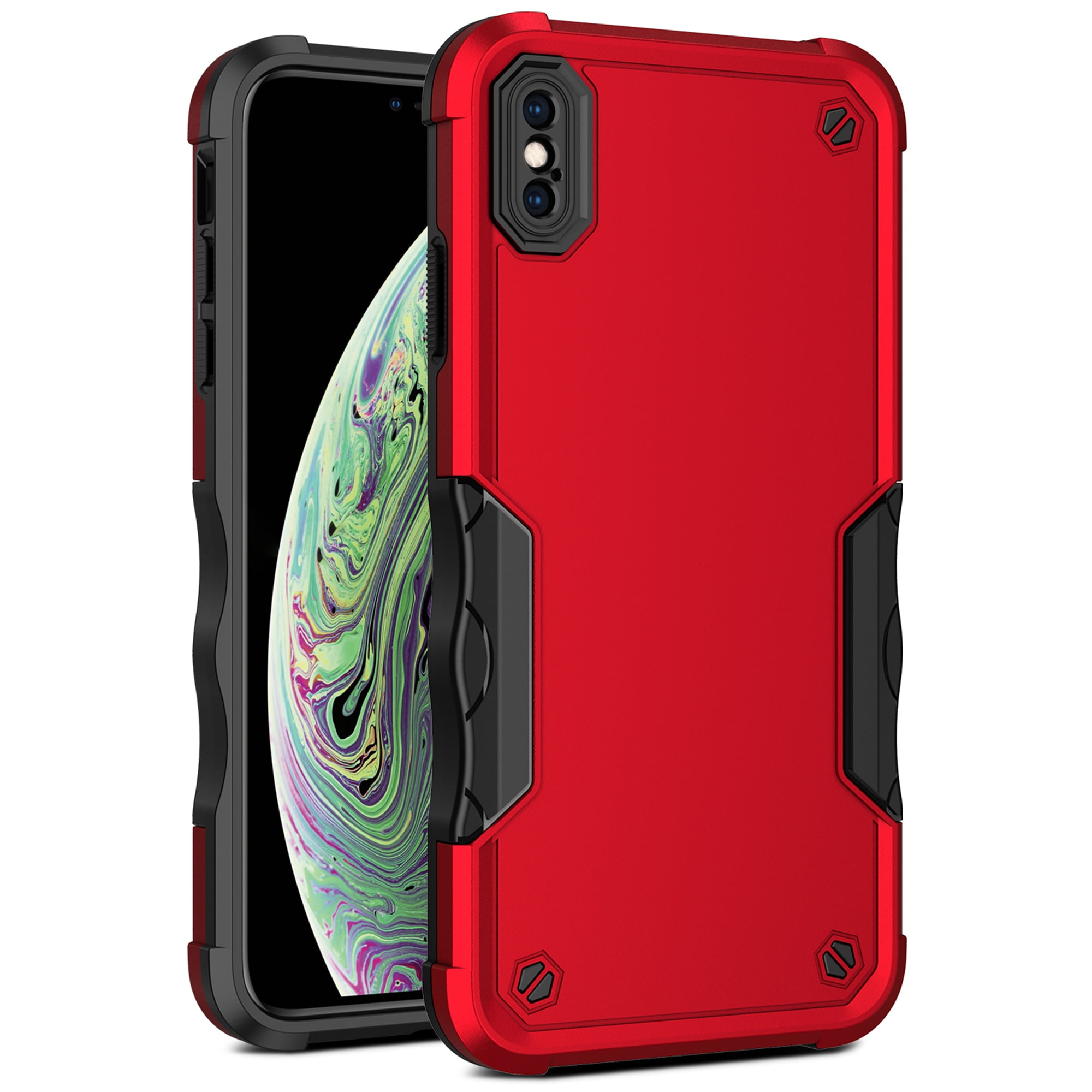 Dteck iPhone XR Case, Heavy Duty 2 in 1 Hybrid Rugged Shockproof Case ...