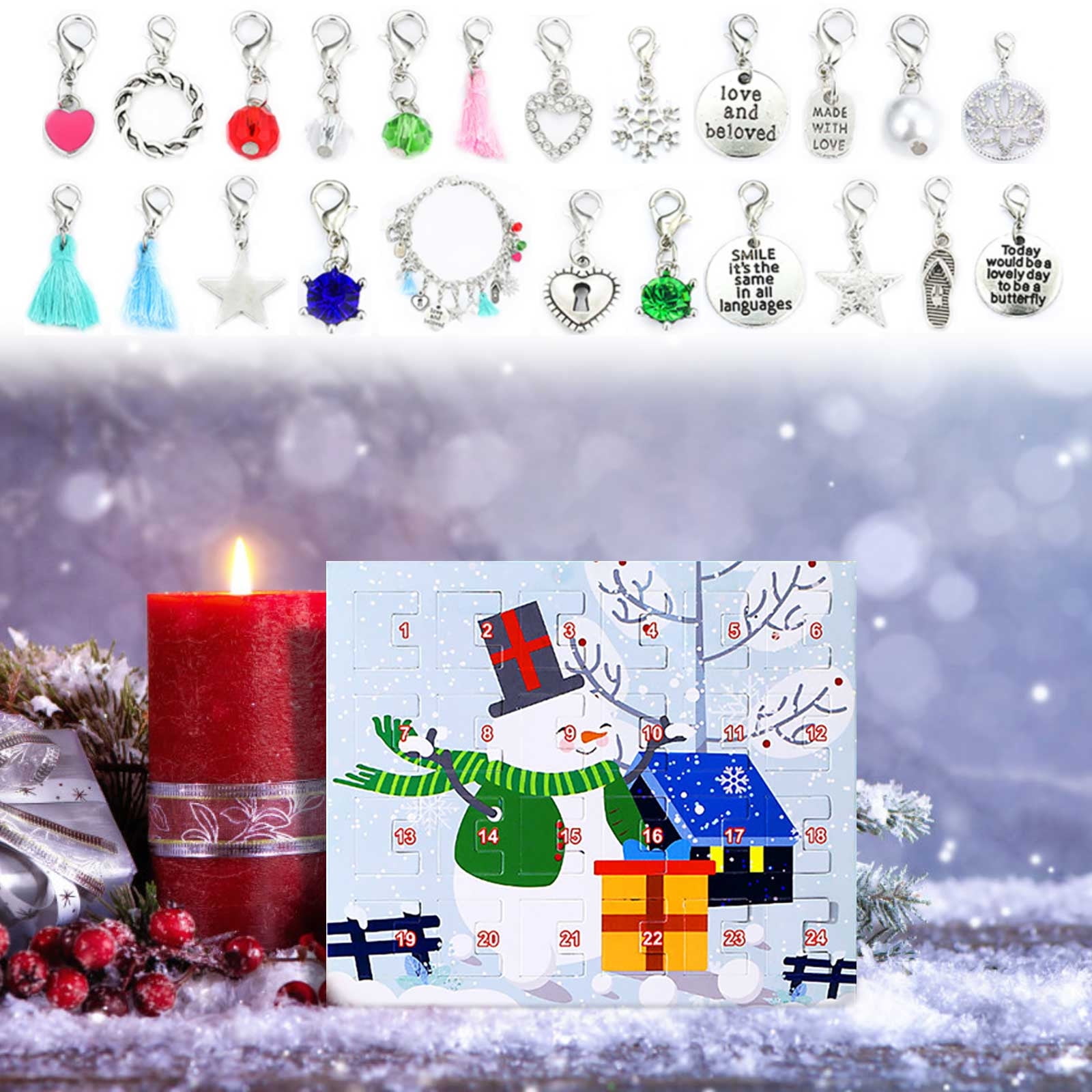 Dthchengua 24-Day Beaded Christmas Countdown Calendar Gift Set ...
