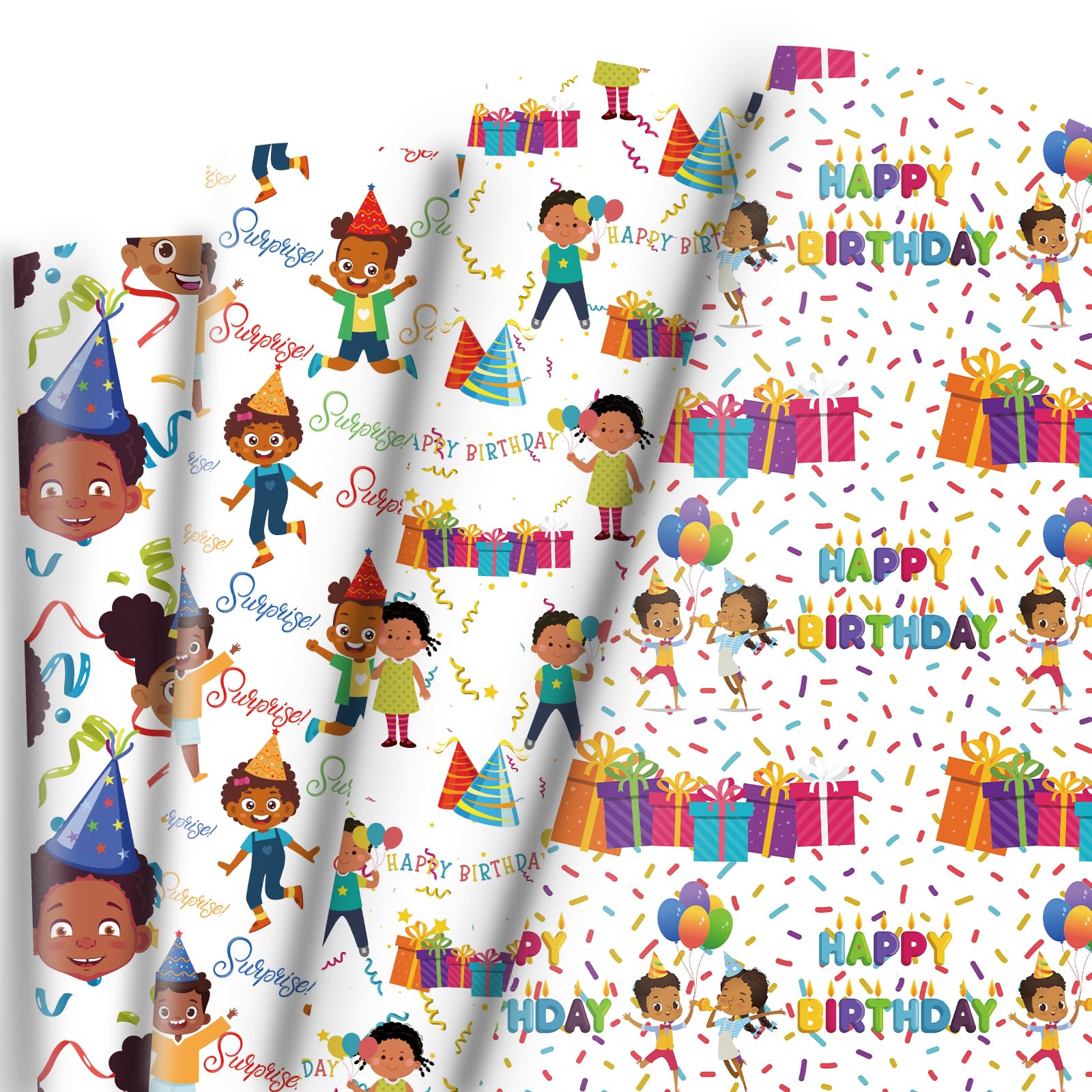 Dtiafu African American Wrapping MSF2 Paper Black Kids Gift Wrap Paper ...