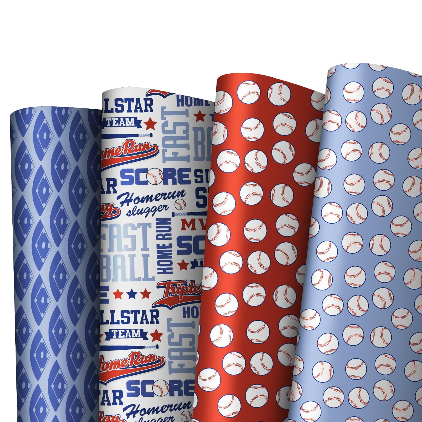 Dtiafu Baseball Wrapping Paper - 12 folded sheets with 4 classic ...