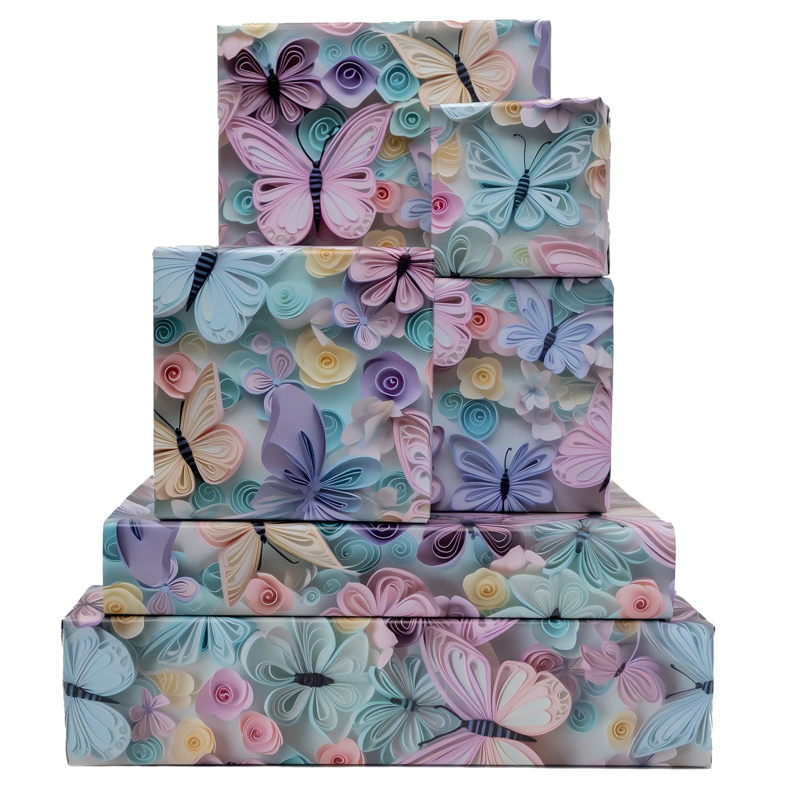 Dtiafu Butterfly Wrapping FEV6 Paper - Baby Girl Gift Wrap with 3D ...