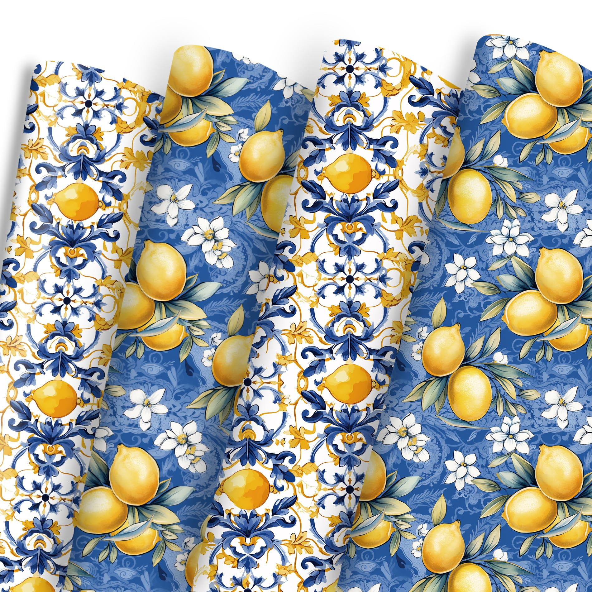 Dtiafu Lemon Wrapping Paper OIF8 Moroccan Gift Wrap Paper Blue Yellow ...