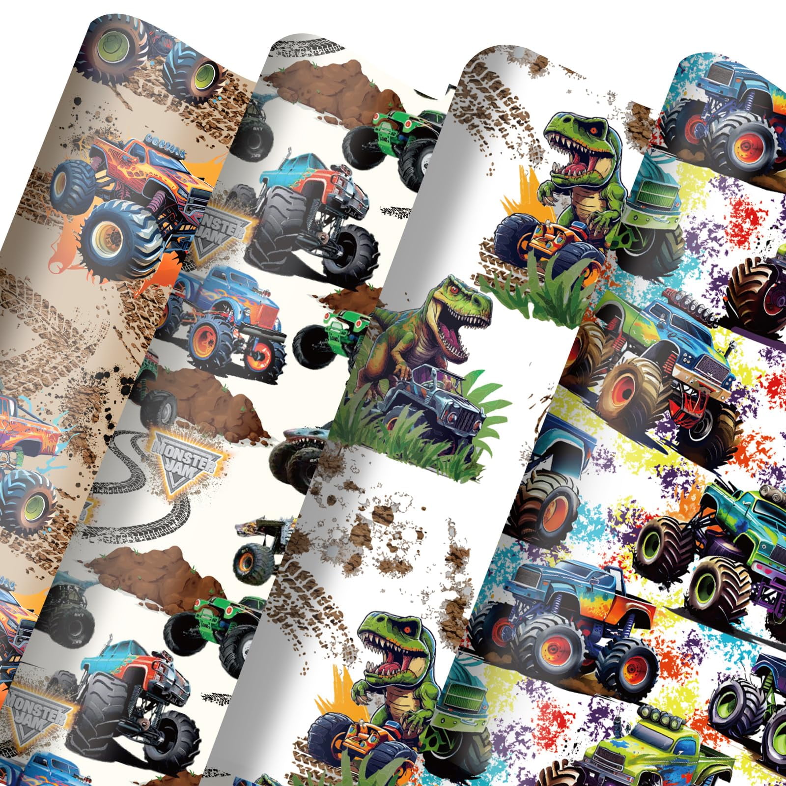 Dtiafu Monster Truck Wrapping KEF16 Paper for Boys Racing Car Gift Wrap ...