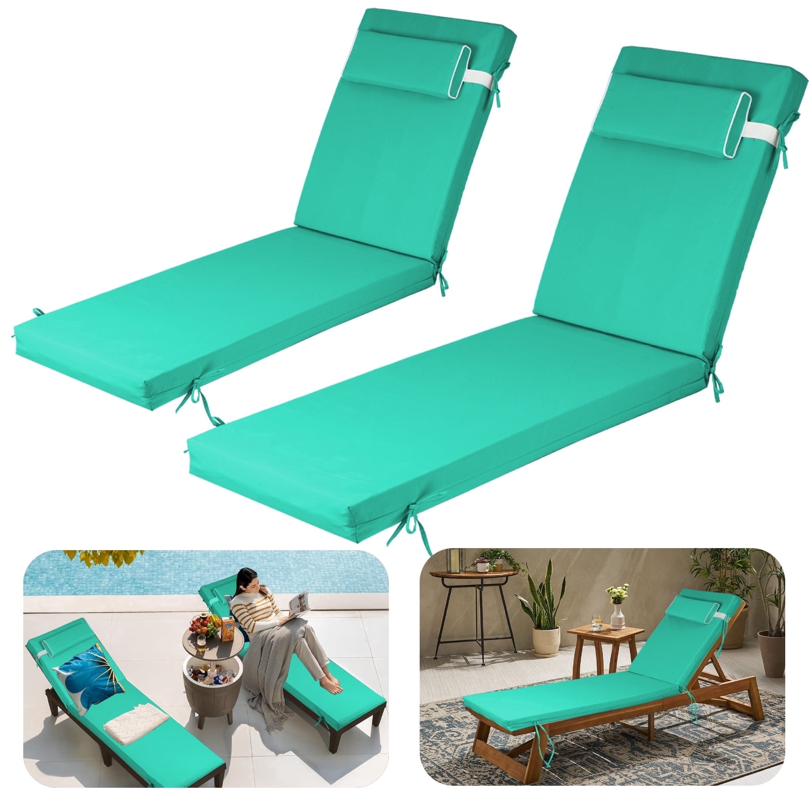 DTTRA Chaise Lounge Cushions Outdoor, 72 x 21 x 3 Inch, Waterproof ...