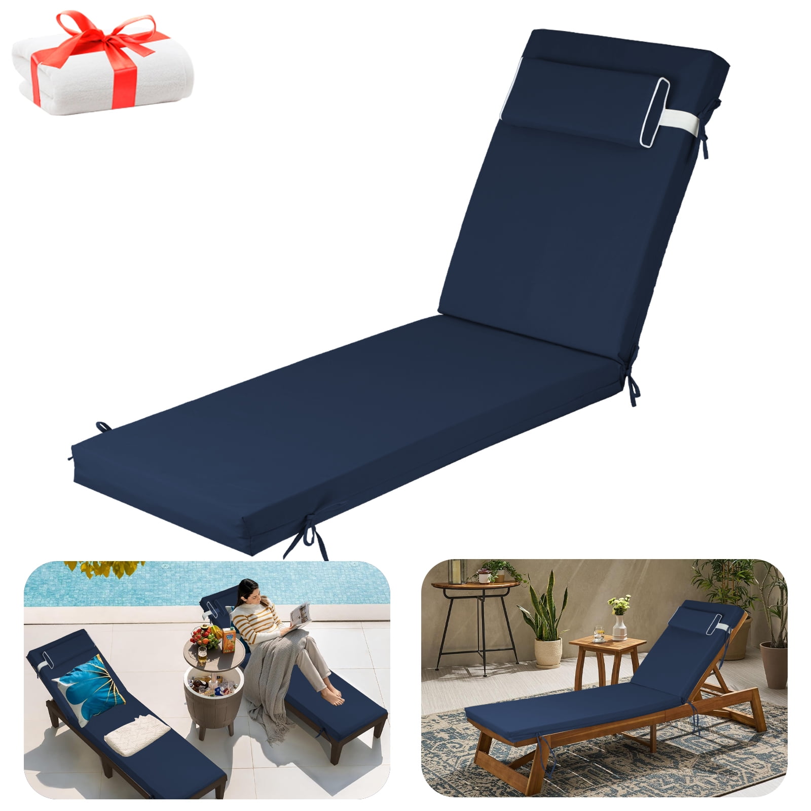 Dttra Chaise Lounge Cushions Outdoor, 72 x 21 x 3 Inch, Waterproof ...