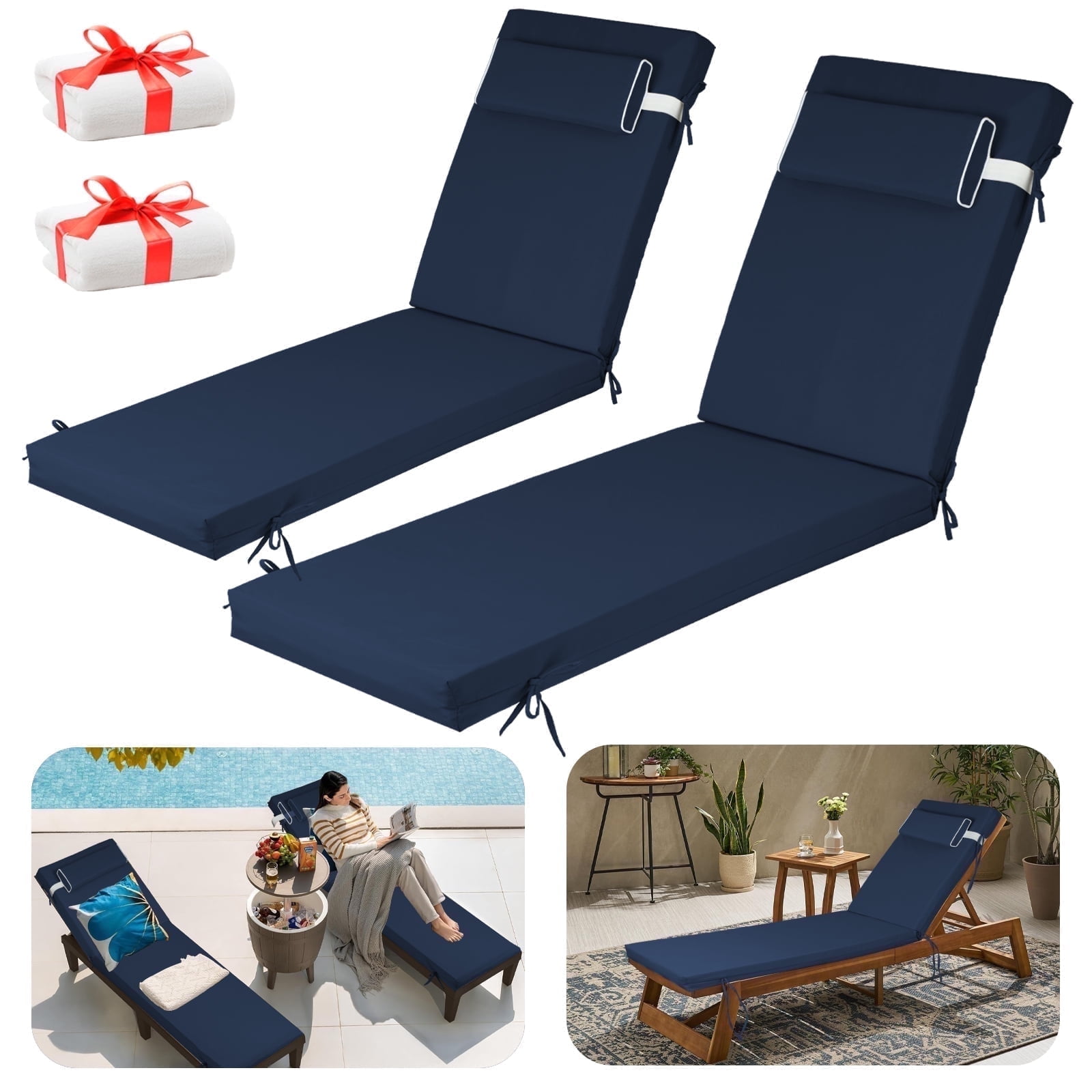 Dttra Chaise Lounge Cushions Outdoor, 72 x 21 x 3 Inch, Waterproof ...
