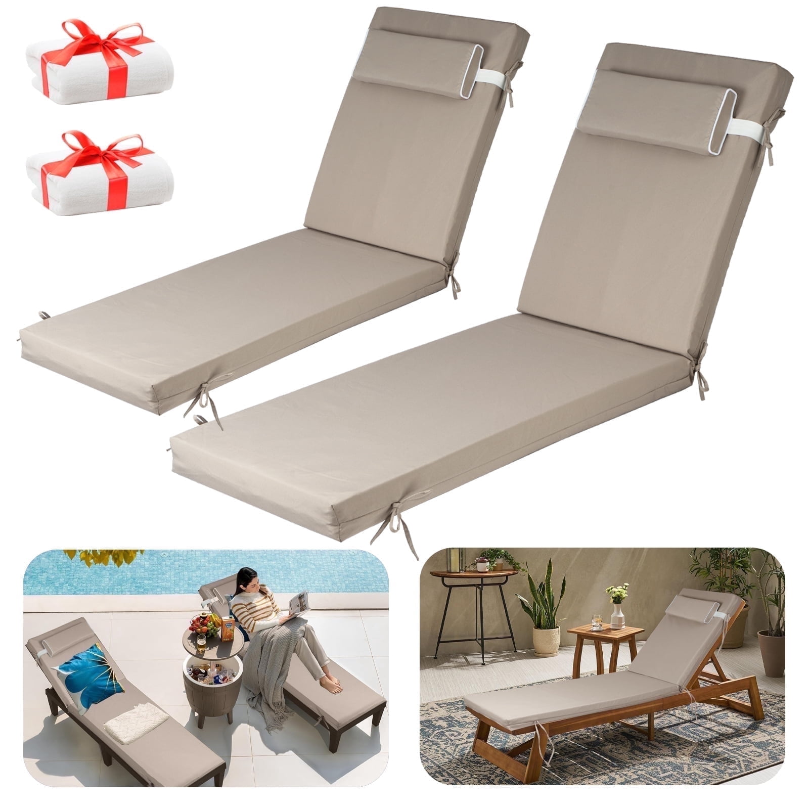 Dttra Chaise Lounge Cushions Outdoor, 72 x 21 x 3 Inch, Waterproof ...