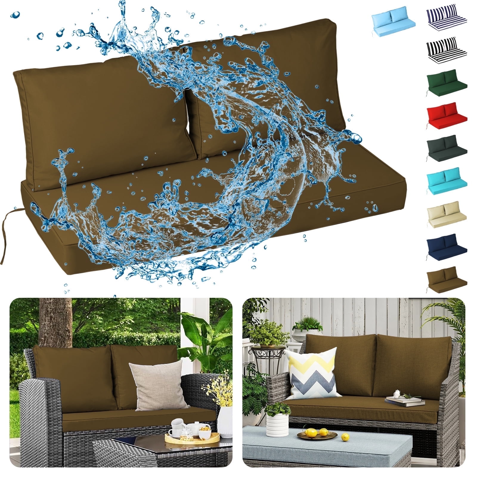 Dttra Outdoor Loveseat Cushion Set, 48 x 24 Inch, Water Repellent, 3-Year Fade Resistant, Patio ...