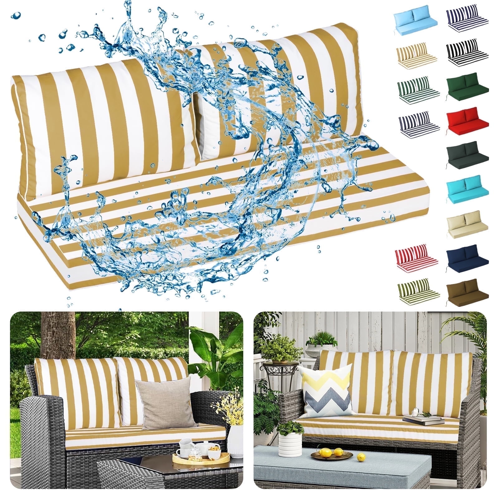Dttra Outdoor Loveseat Cushion Set, 46 x 26 Inch, Water Repellent, 3-Year Fade Resistant, Patio ...