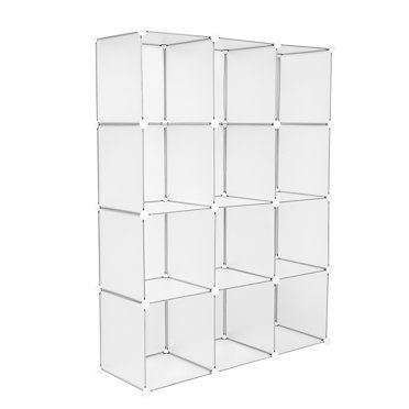 Gymax 12 Cube Storage Organizer Plastic Organizer Units w/ Steel Frame ...