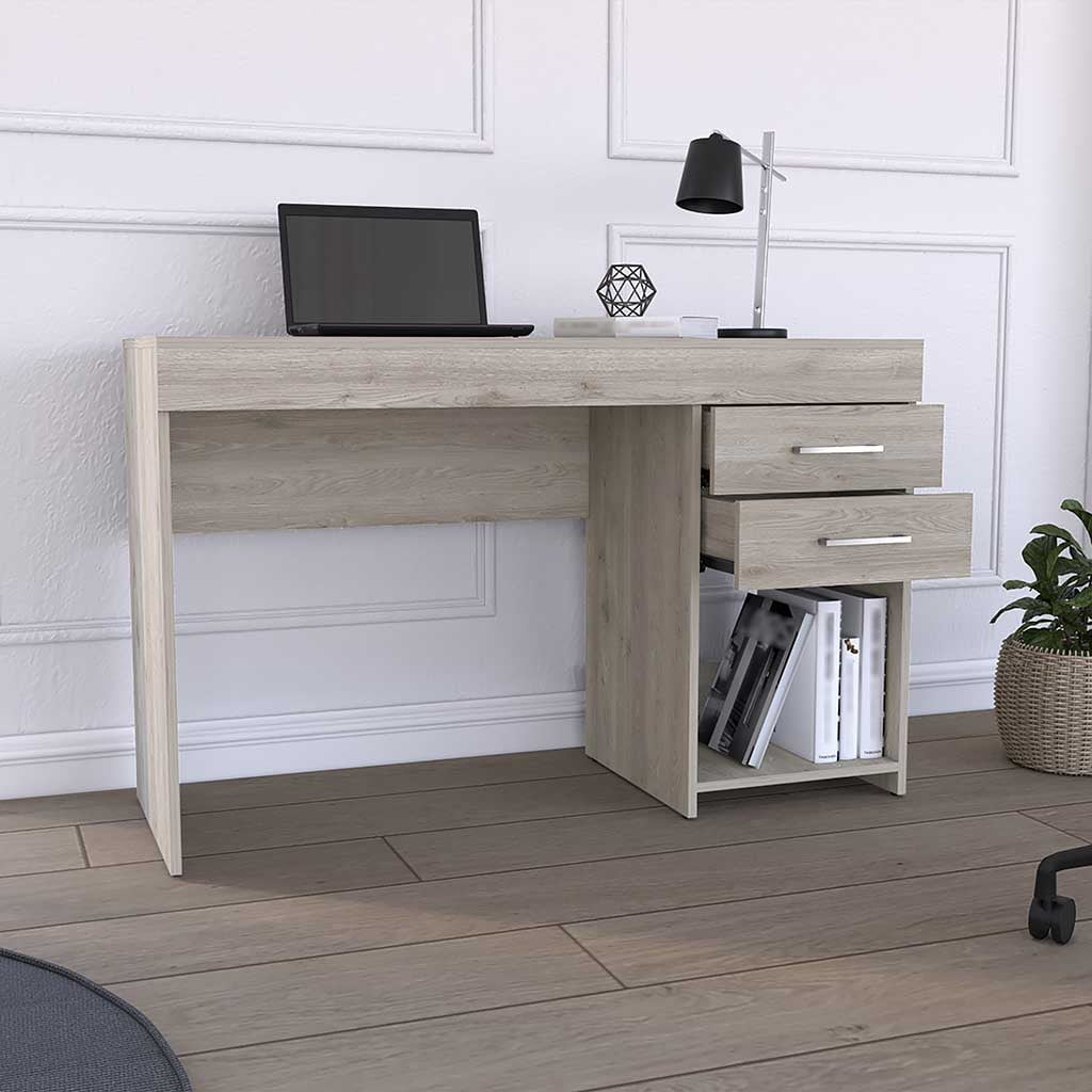 Dtwnek 2 Drawer Computer Desk Writing Table with 1 Lower Shelf, Light ...